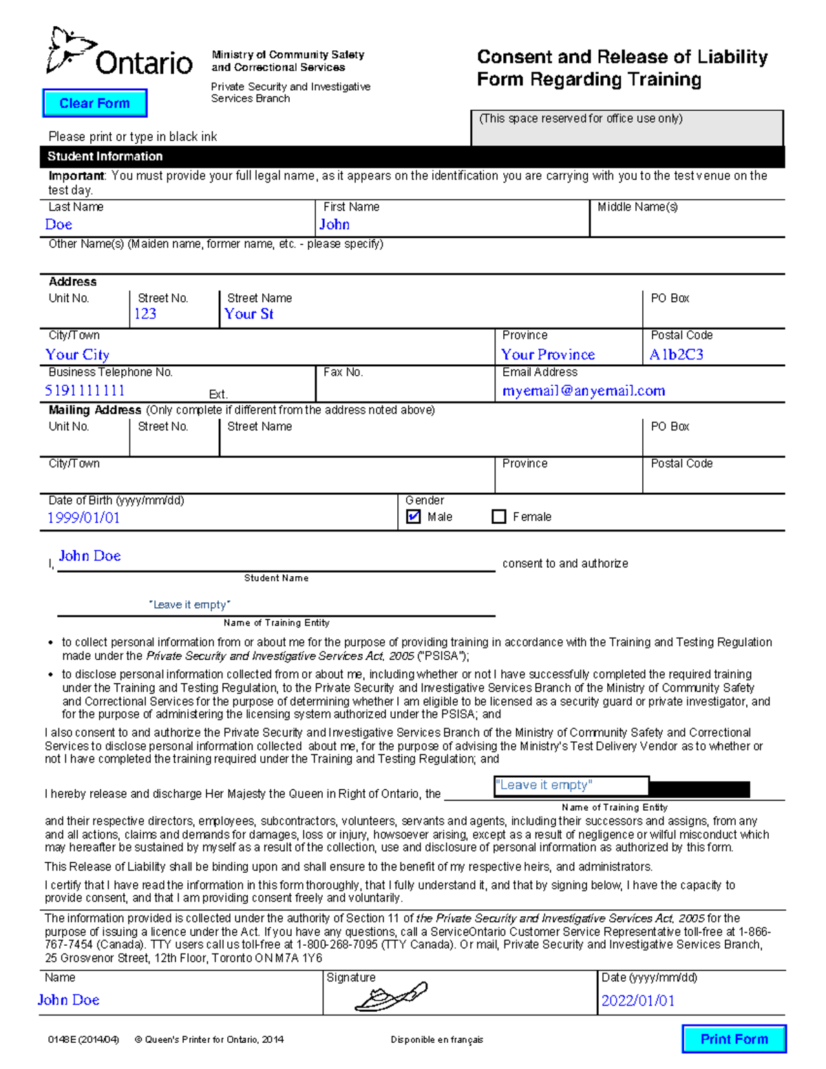 (Sample) filled consent form-signed Jan 2024 - 0148E (2014/04) © Queen ...