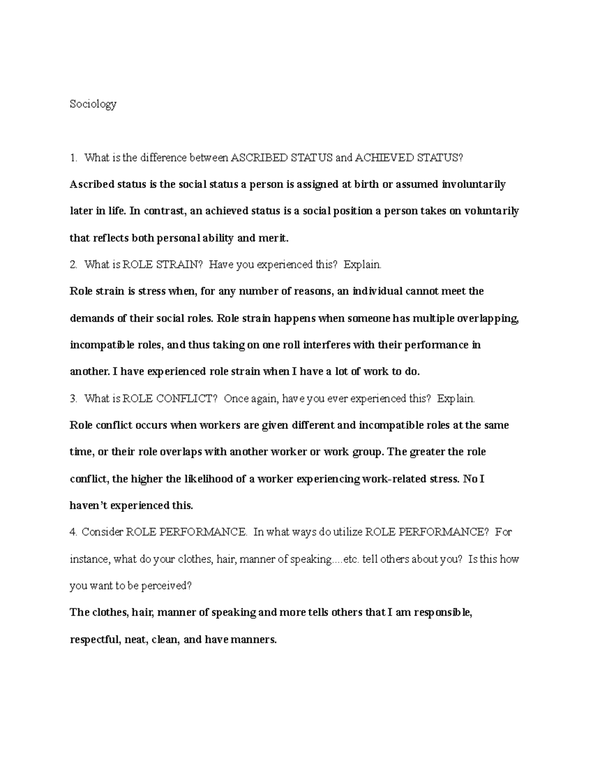 - Ch. 4 Roles and Status (Pgs. 85-87)-2 - Sociology What is the ...