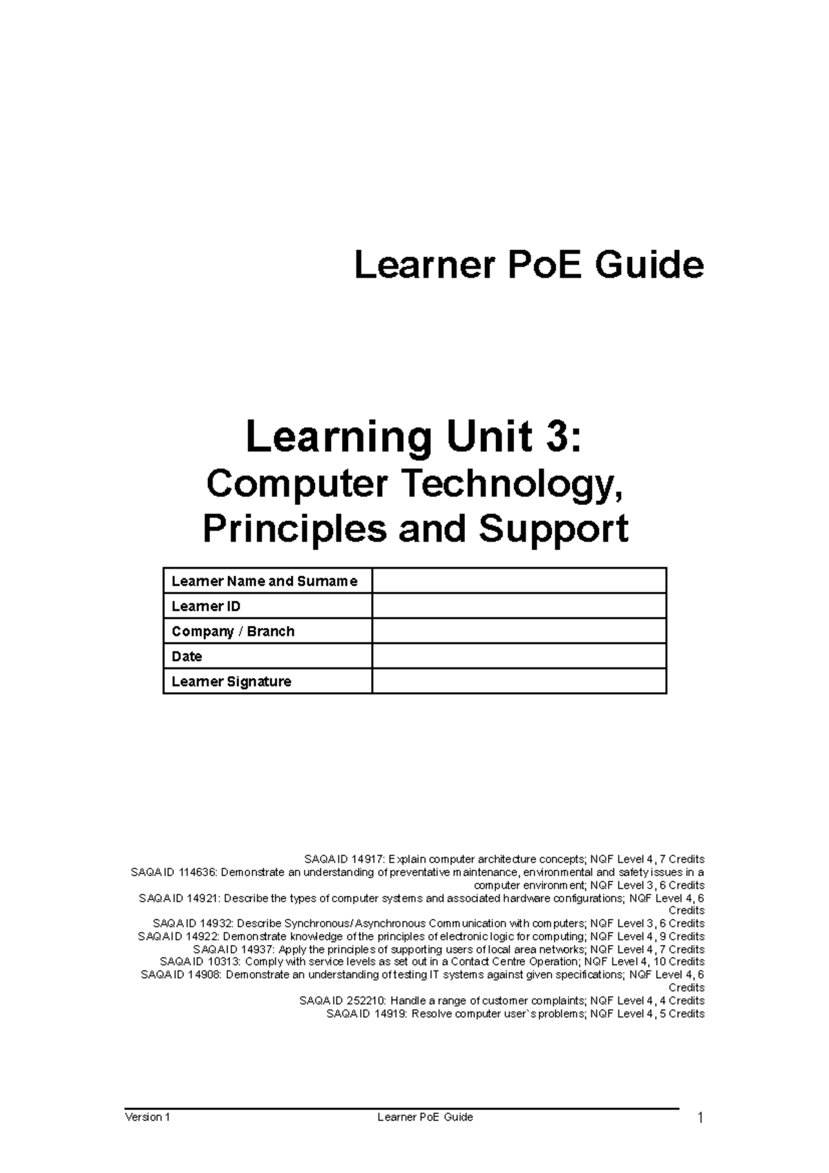 LU3 Learner Po E Guide - Learner PoE Guide Learning Unit 3: Computer ...