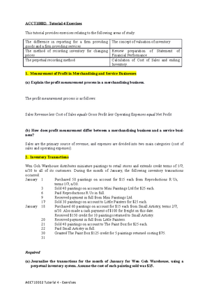 IFA Tutorial 3 Exercises - ACCT10002: Tutorial 3 Exercises This ...