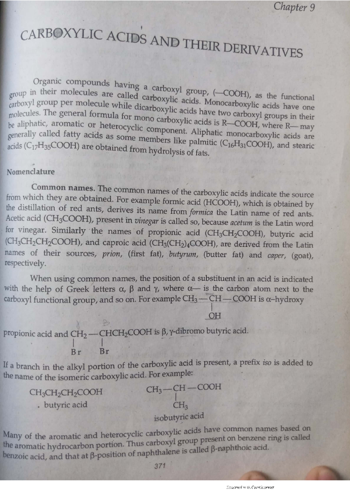 Carboxylic acid and their derivatives-1 - Biochemistry - Studocu