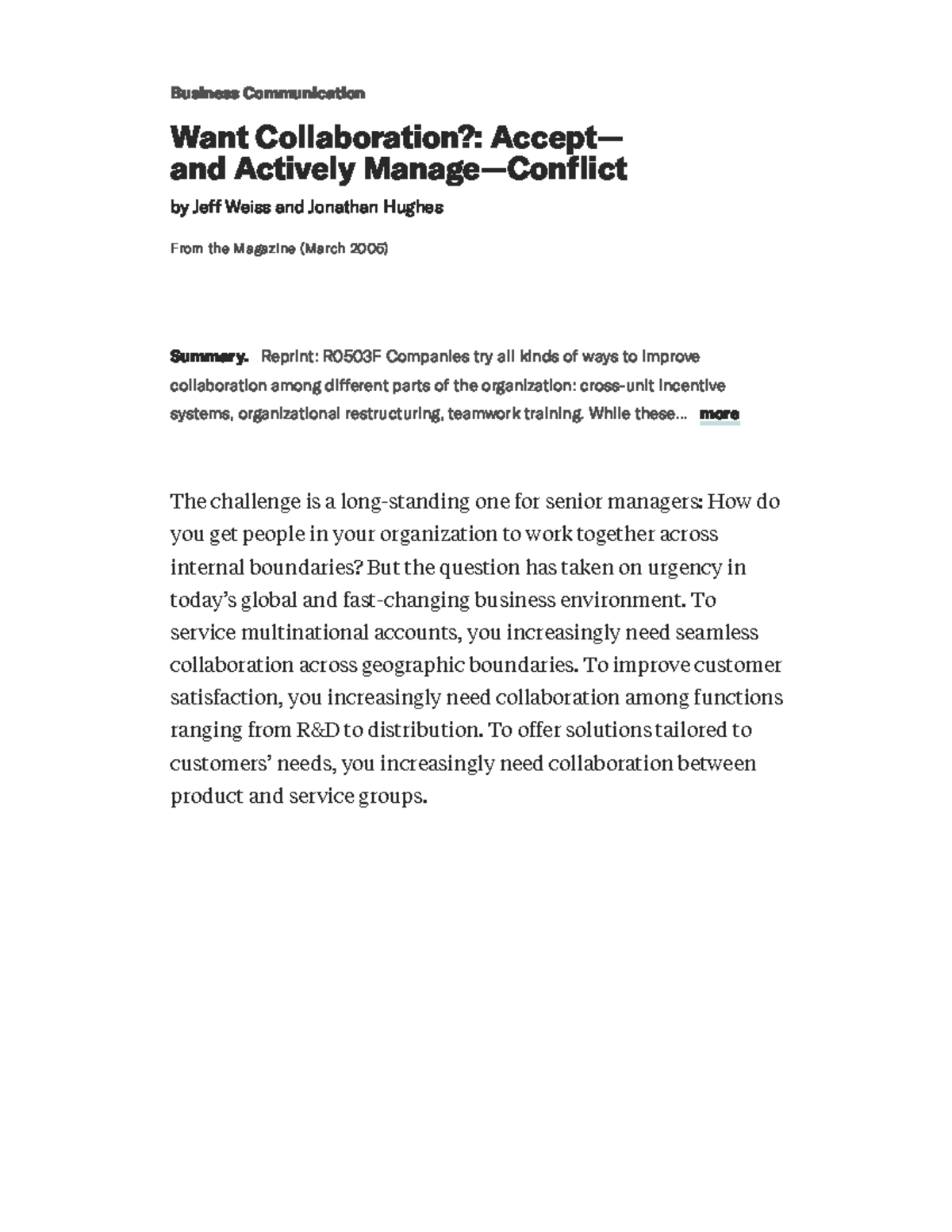 Want Collaboration Accept—and Actively Manage—Conflict - Business ...