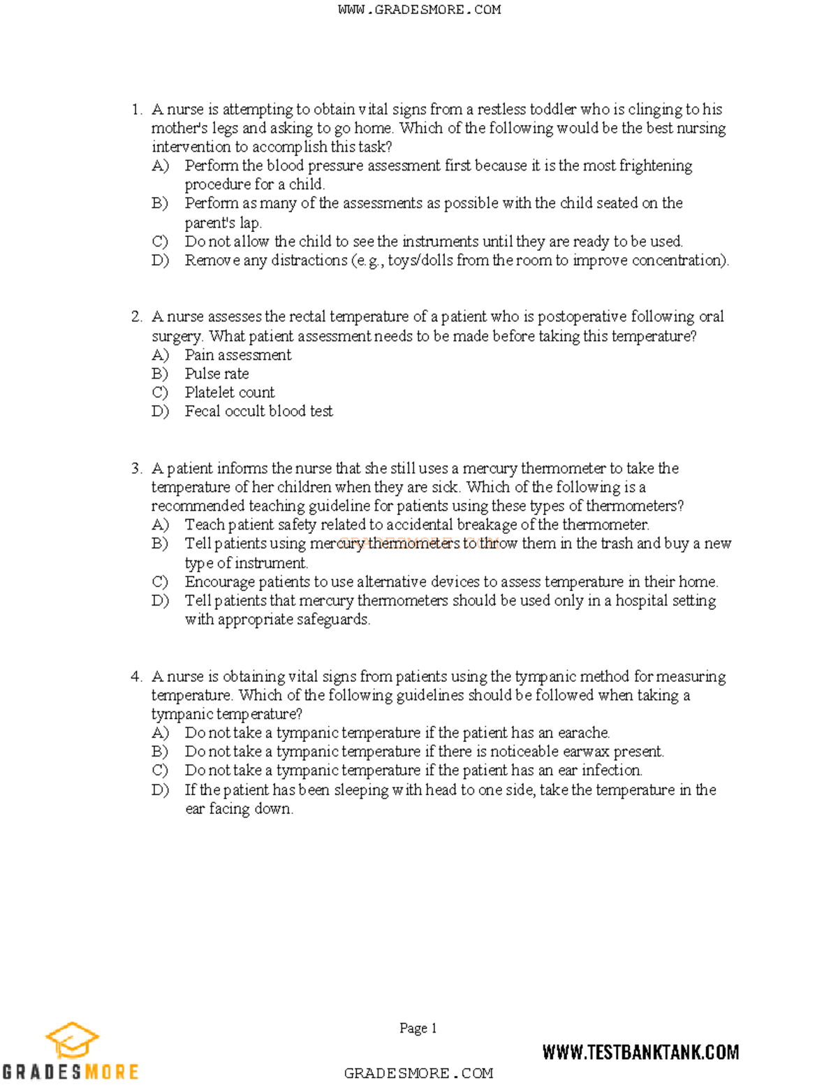 Chapter 2- Vital Signs - test practice - G R A D E S M O R E. C O M ...