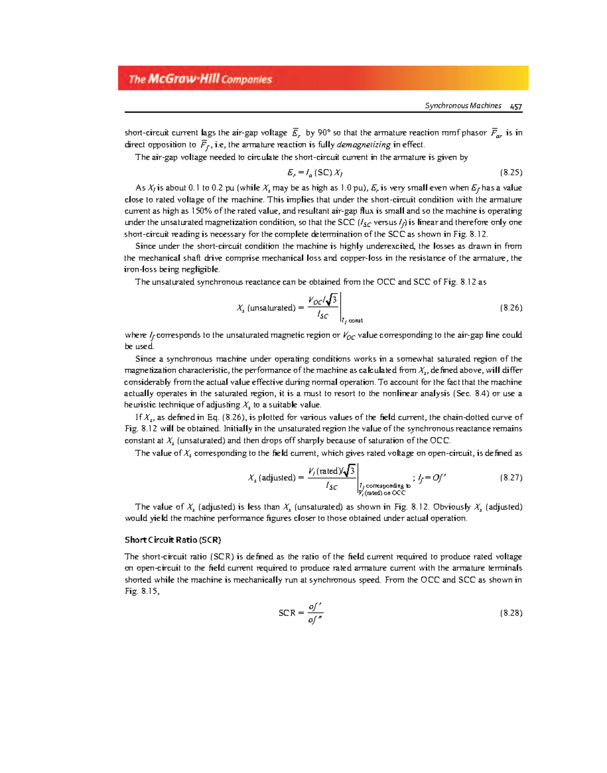 Electric Machines Kothari Nagrath 7 - Synchronous Machines 457 short ...