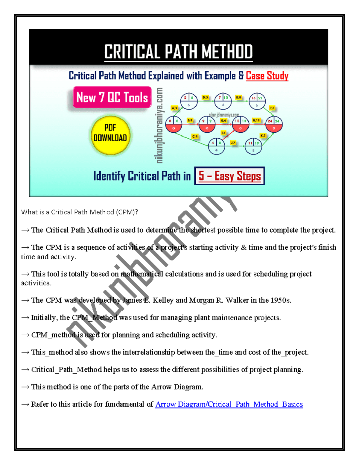 Critical Path Method with Example PDF Project Management - What is a ...