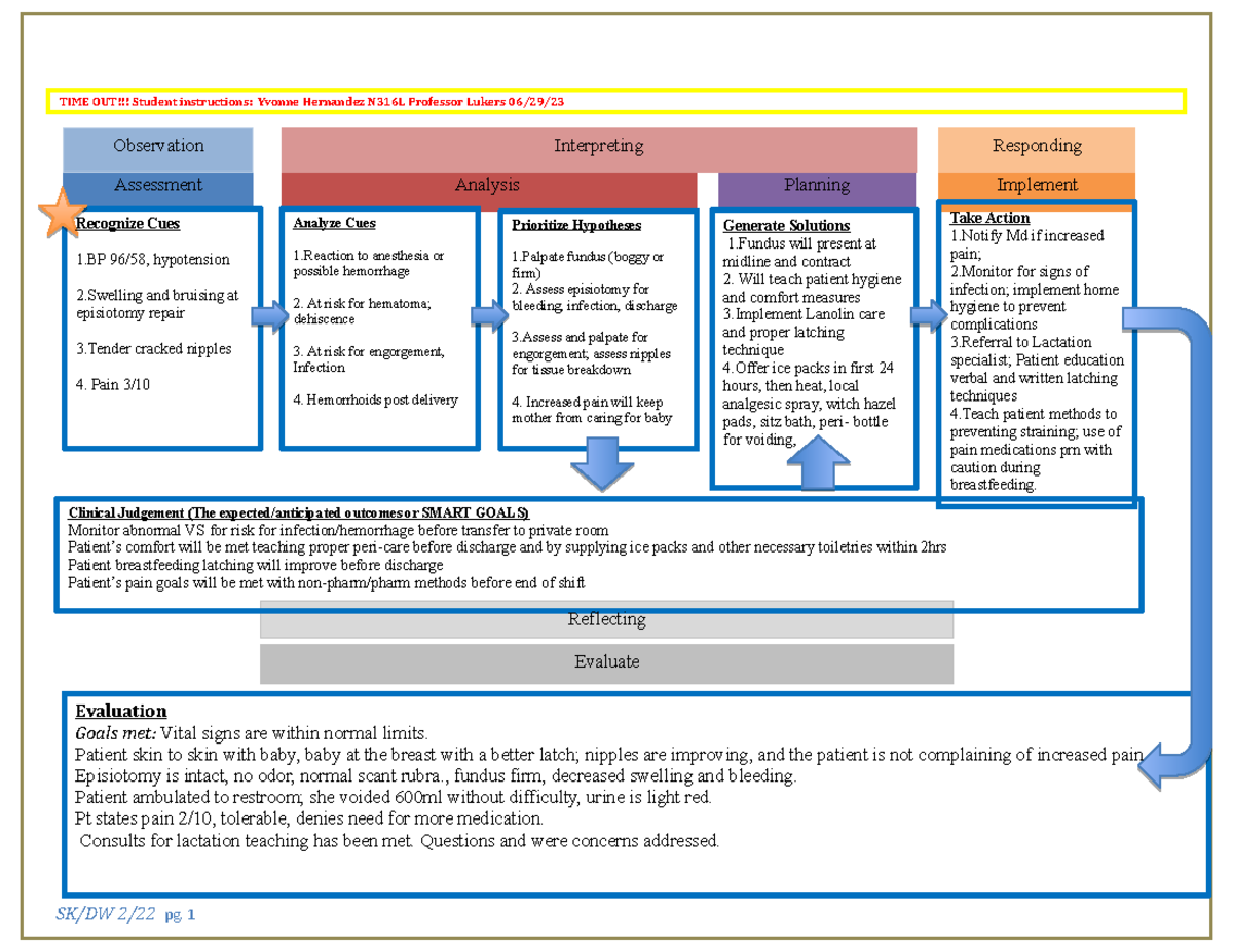 N316L NURSING PROCESS WORKSHEET - TIME OUT!!! Student instructions ...