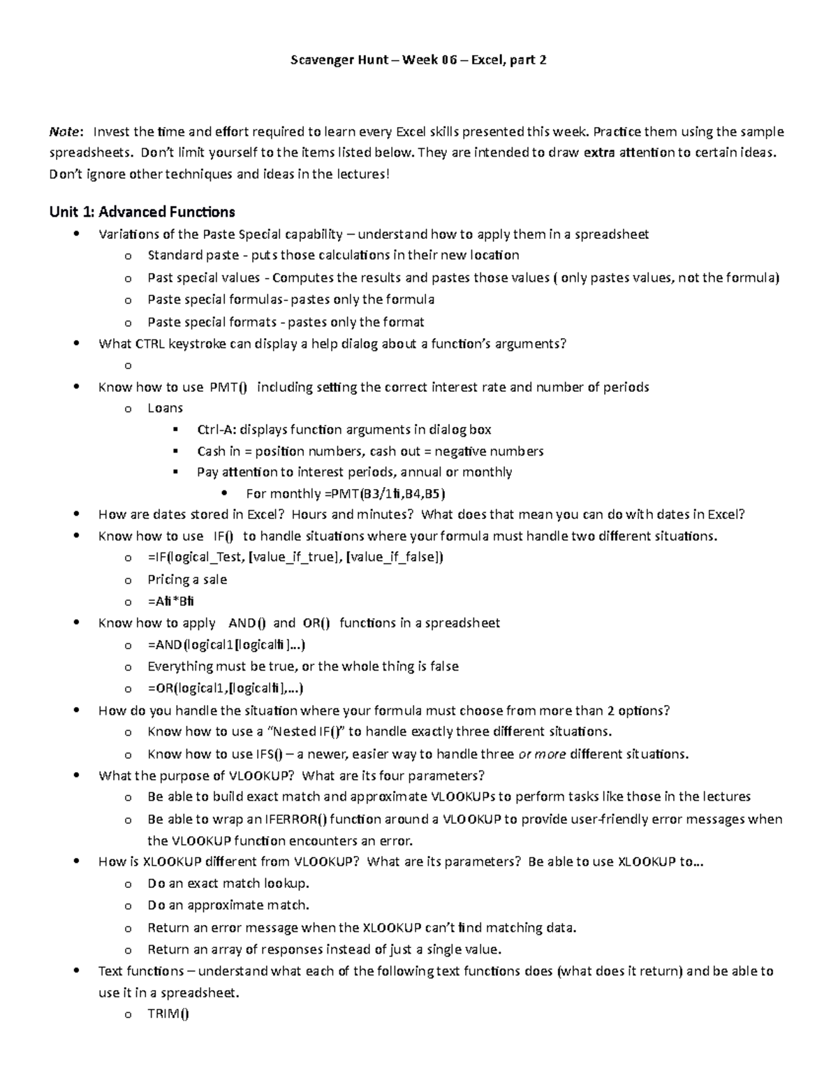 Scavenger Hunt 06-Excel Part 2 - Scavenger Hunt – Week 06 – Excel, part ...