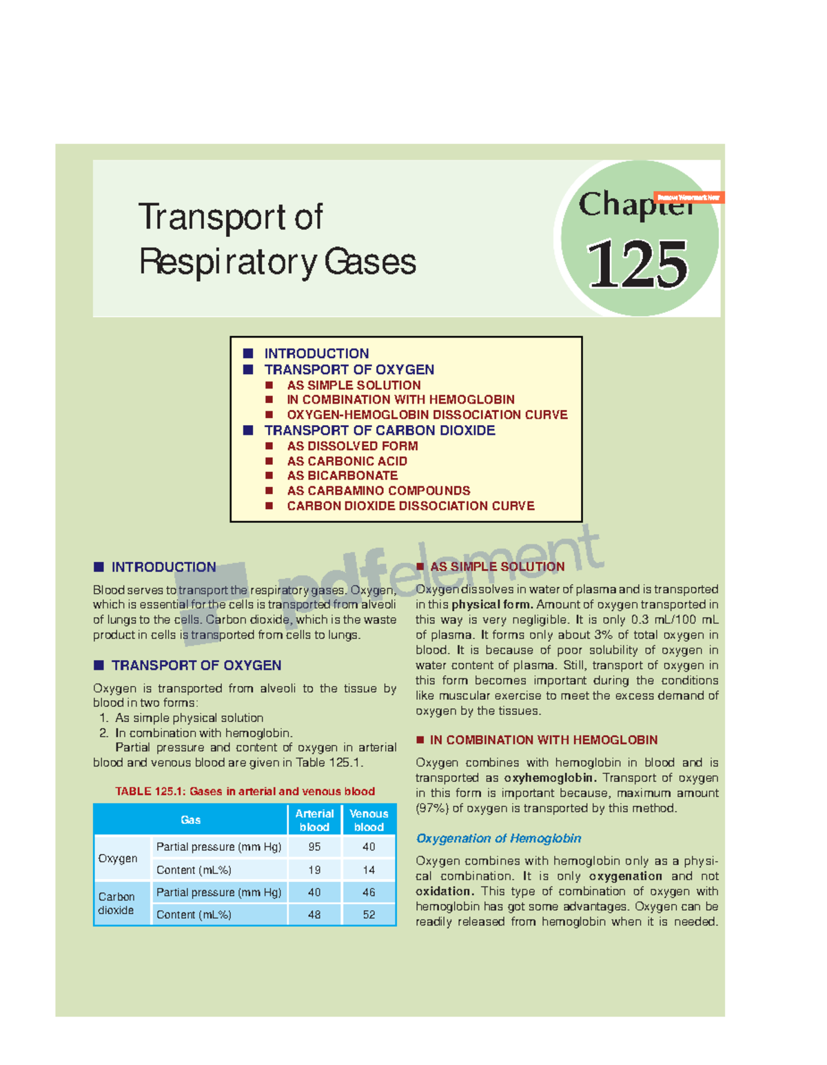 Transport of gases - Transport of Respiratory Gases Chapter 125 ...