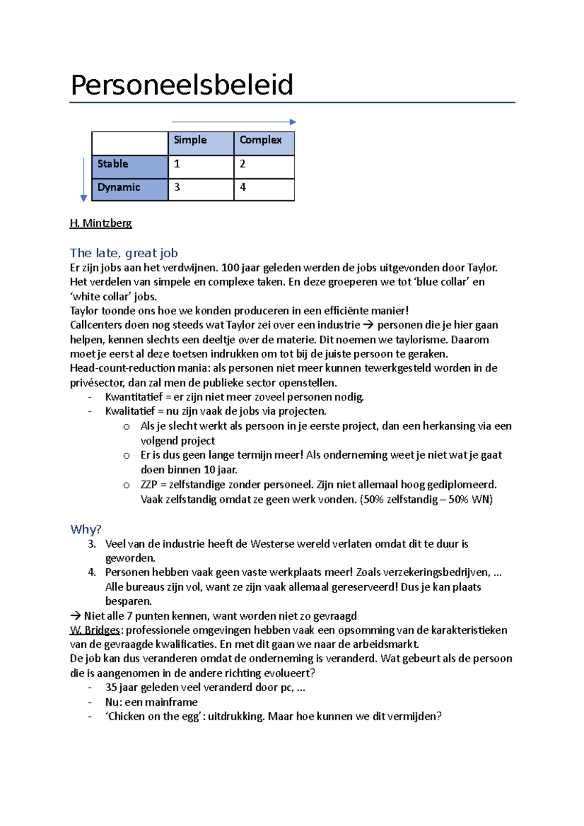 Les - Les 2 - einde - Personeelsbeleid Simple Complex Stable 1 2 ...