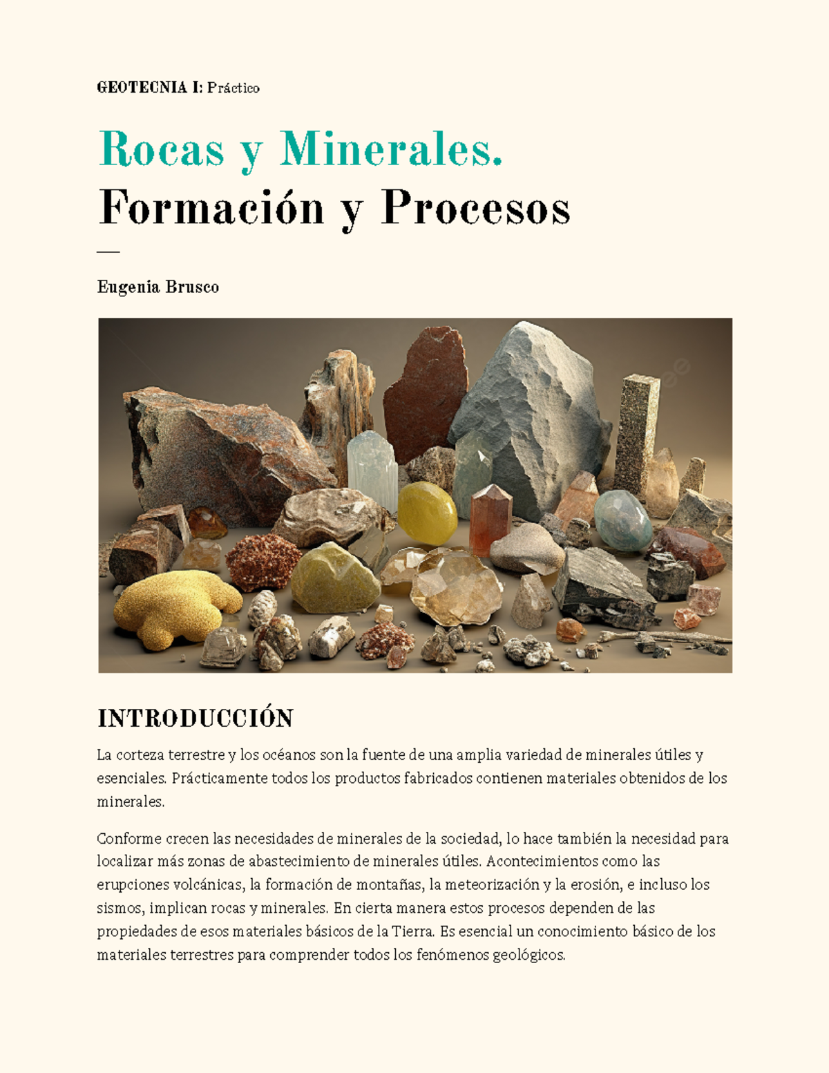 Resumen Minerales y Rocas - GEOTECNIA I: Práctico Rocas y Minerales ...