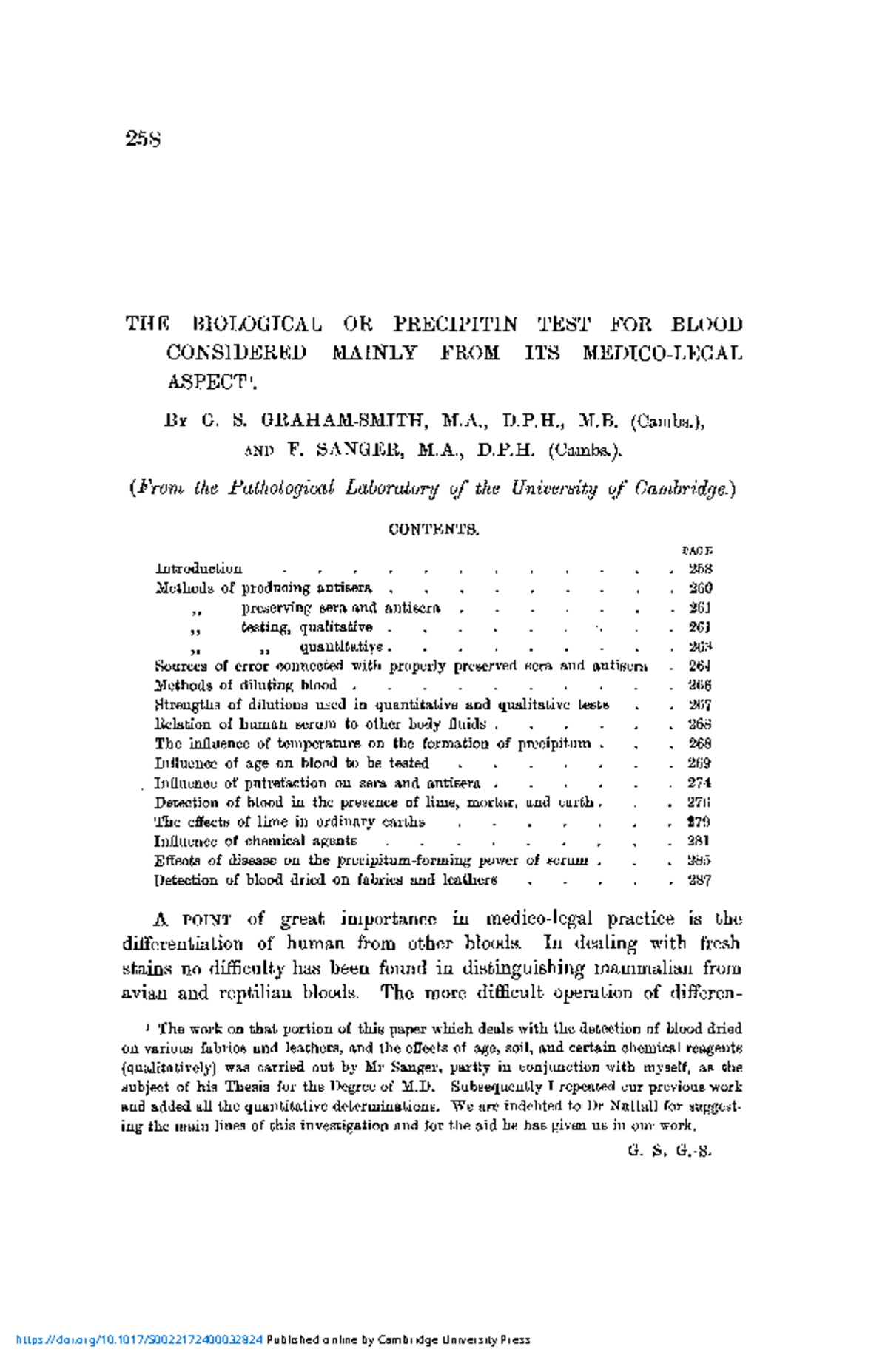 The biological or precipitin test for blood considered mainly from its ...
