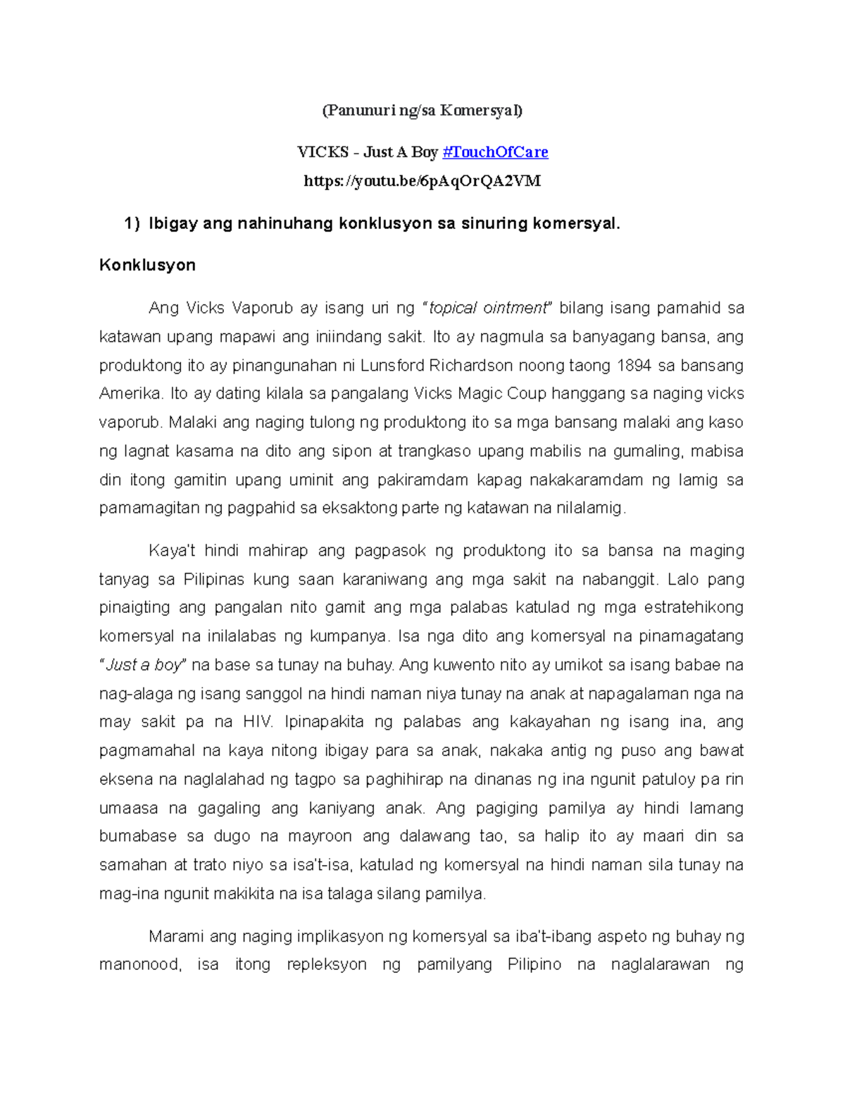 Fil Lit Panunuri-ng-Komersyal PART-3 - (Panunuri ng/sa Komersyal) VICKS ...