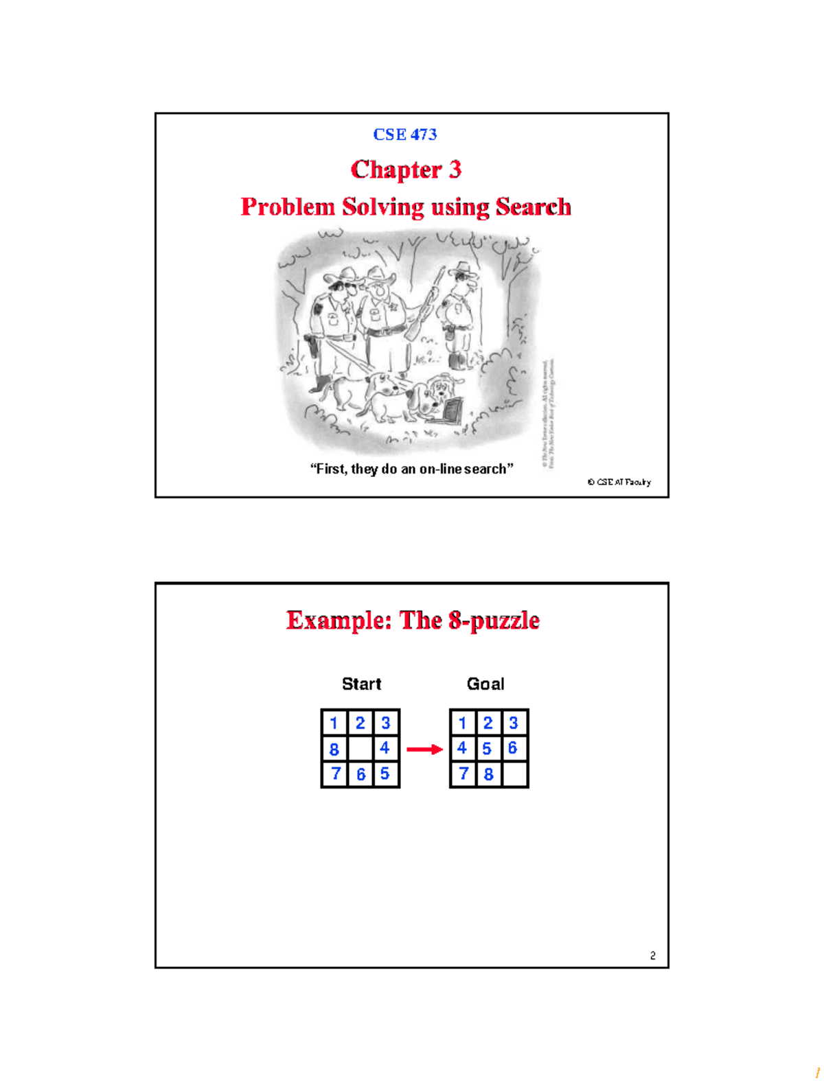 Lect3 - Chapter 3 Problem Solving using Search CSE 473 © CSE AI Faculty “First, they do an on ...