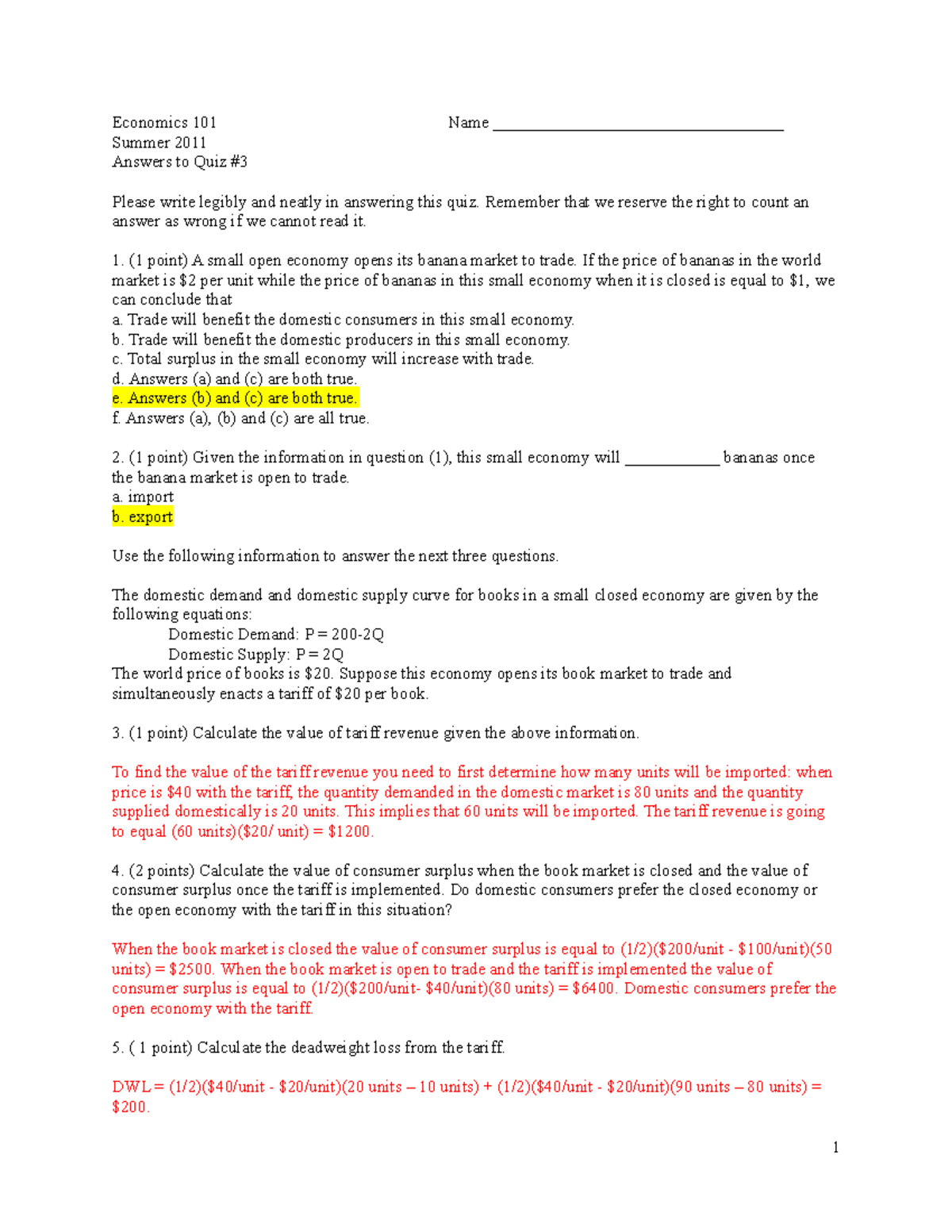 Anwers questions - Economics 101 Name ...