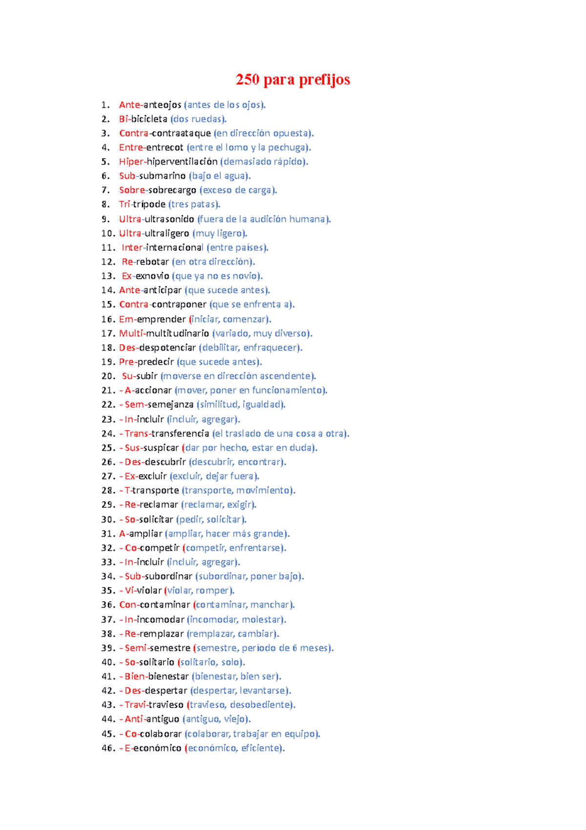 250 para prefijos sf - LES SERVIRA MUCHO - 250 para prefijos Ante ...