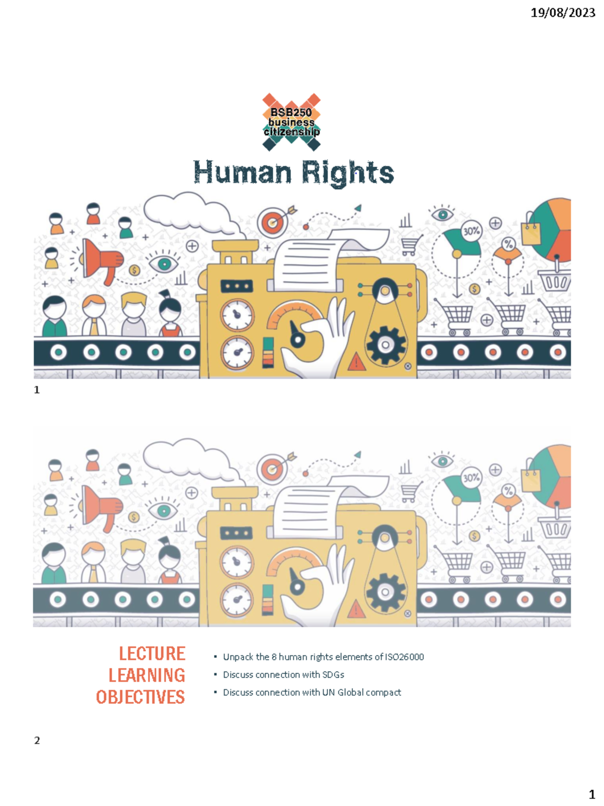 W10 Human Rights 2023s2 - LECTURE LEARNING OBJECTIVES • Unpack the 8 ...