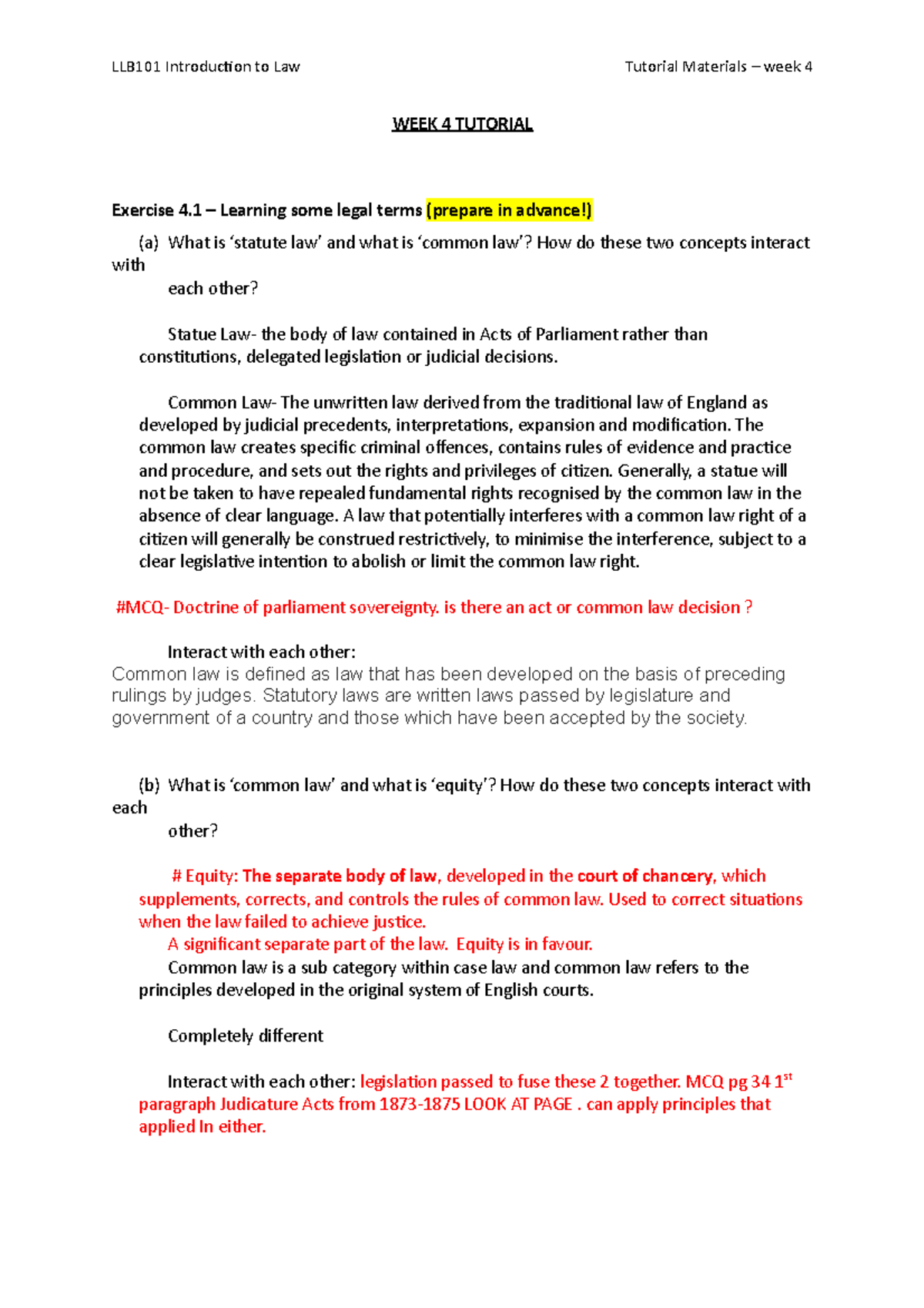 WK 4TUT - WEEK 4 TUTORIAL Exercise 4 – Learning some legal terms ...