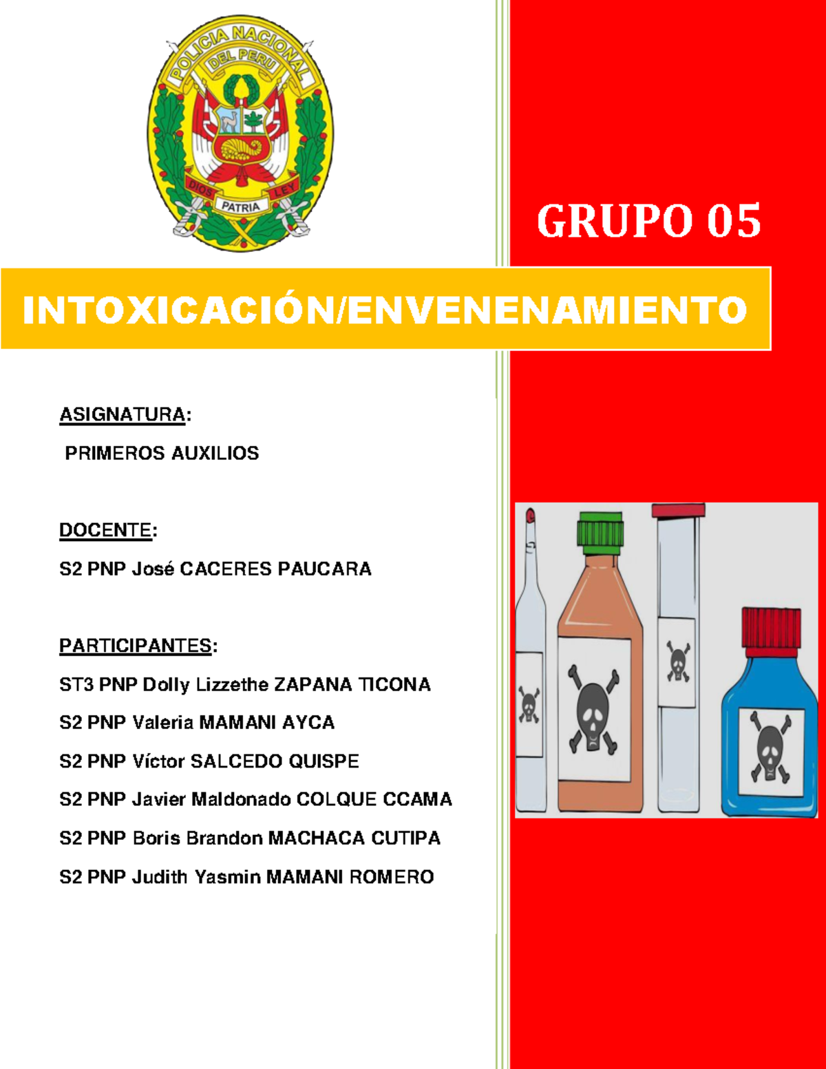 Grupo 05 Trabajo Aplicativo Intoxicacion Envenenamiento - GRUPO 05 INTOXICACI”N/ENVENENAMIENTO ...