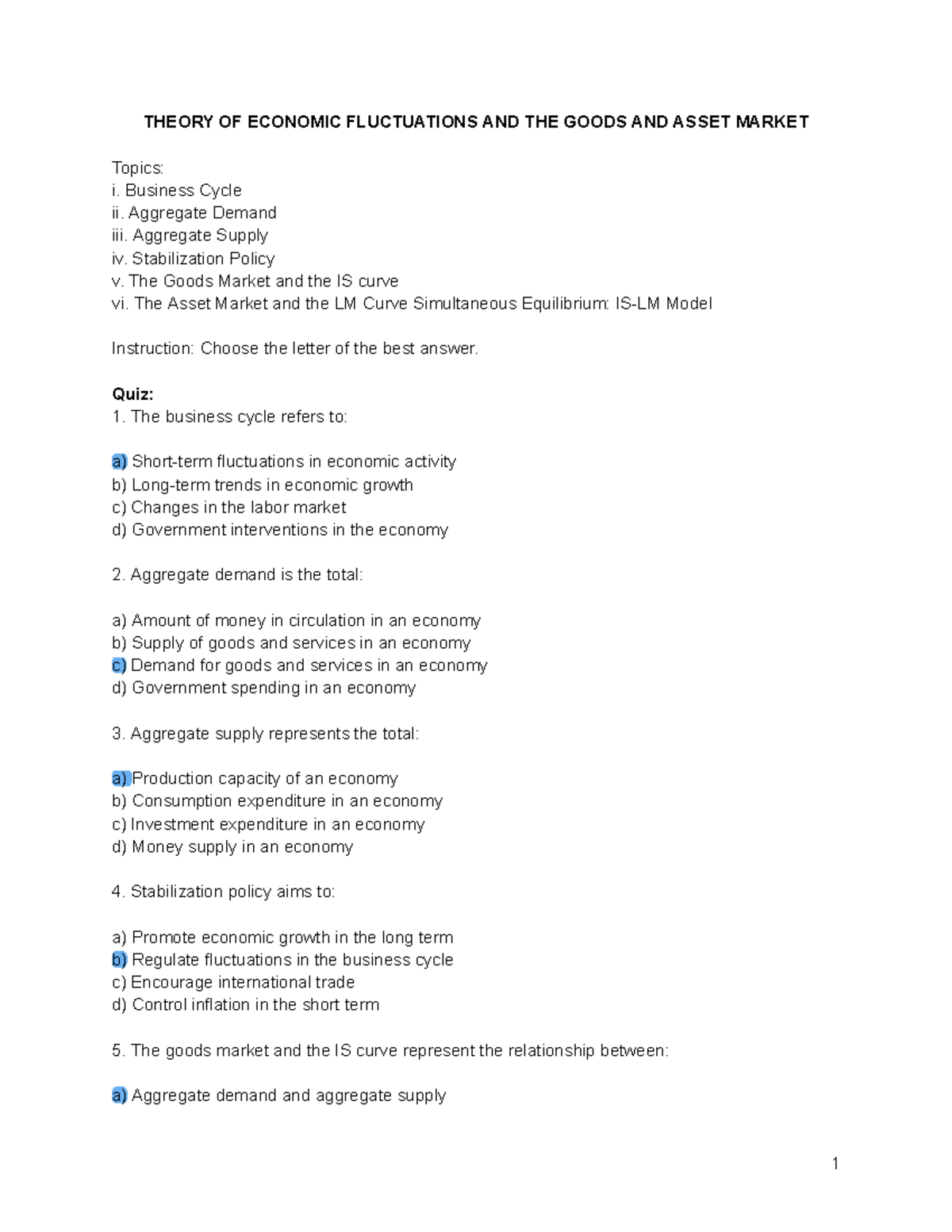 Econ-101-G3 Quiz - Economics Lecture notes - THEORY OF ECONOMIC ...