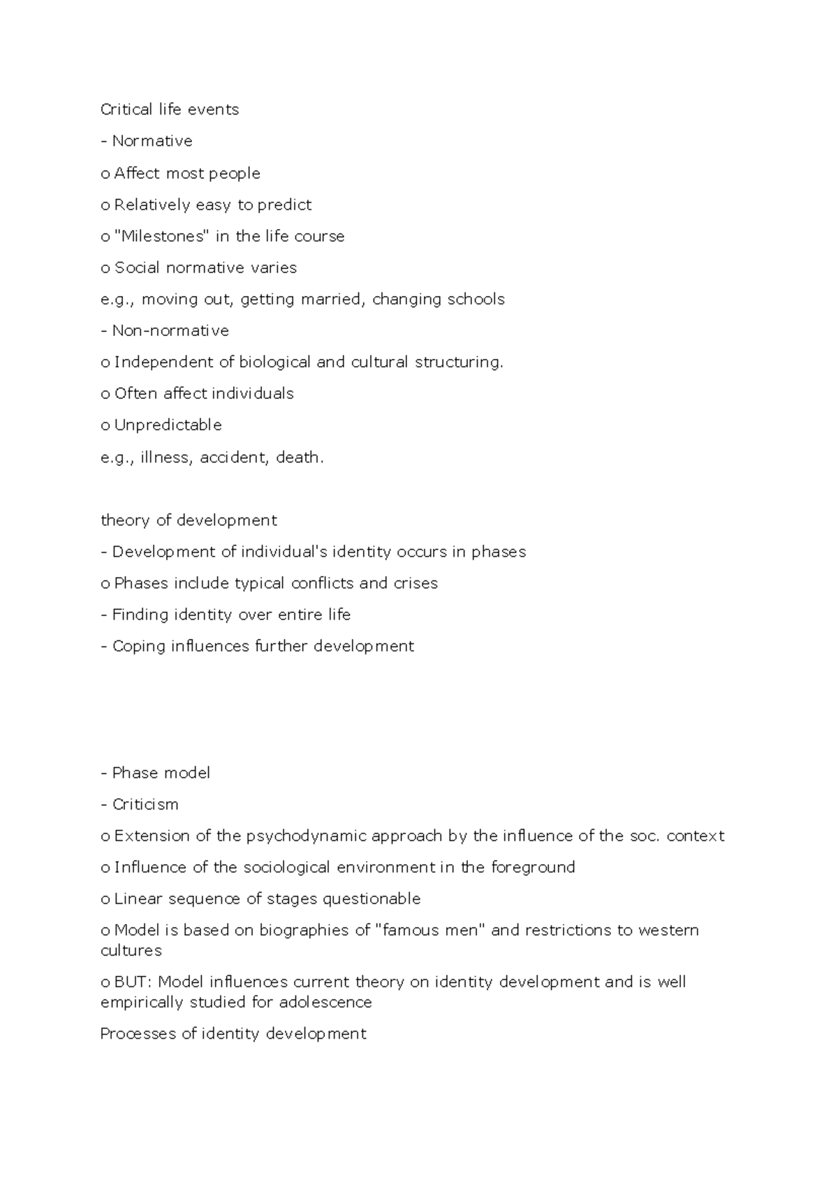 Critical life events - Introduction To Cognitive Psychology - Critical ...