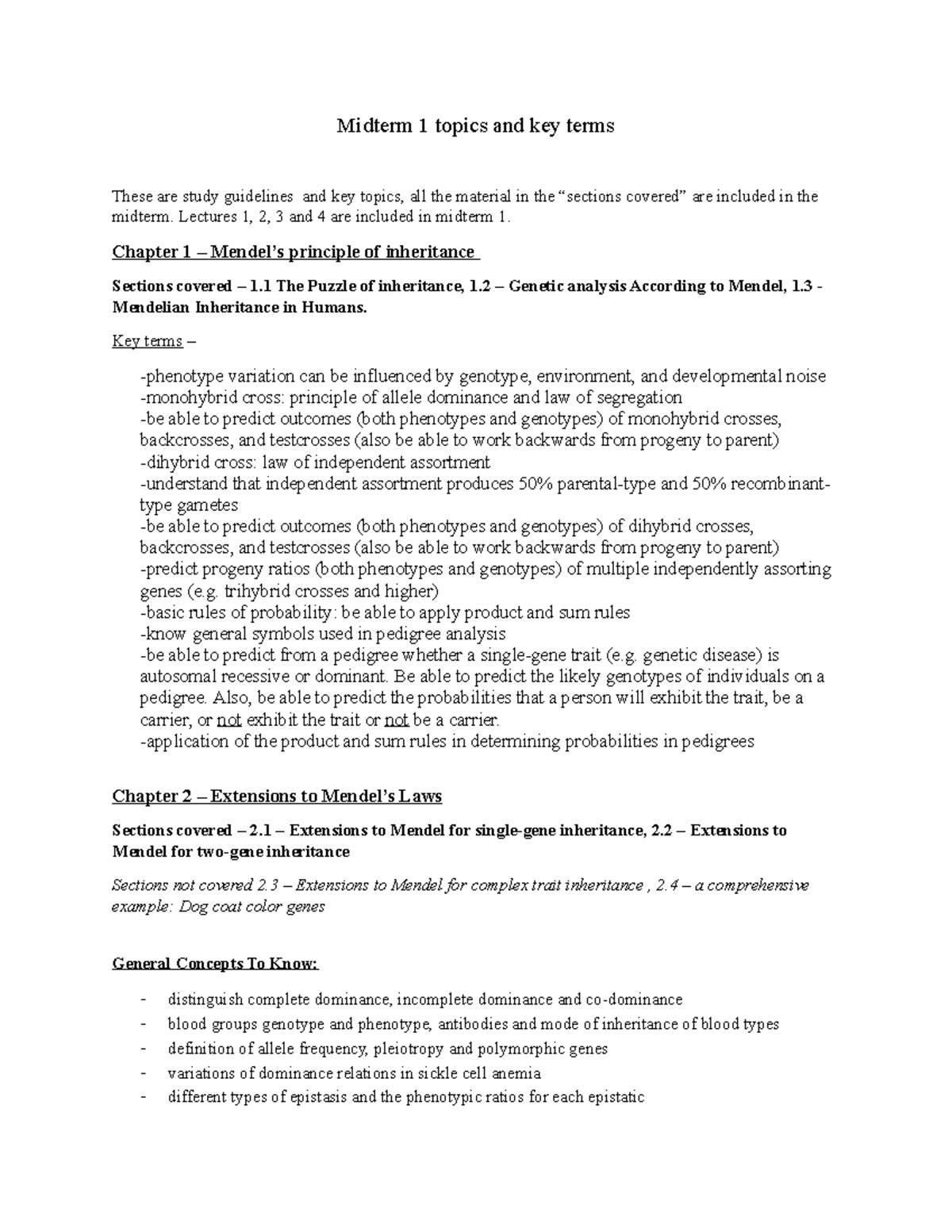 Midterm 1 topics - Midterm 1 topics and key terms These are study guidelines and key topics, all ...