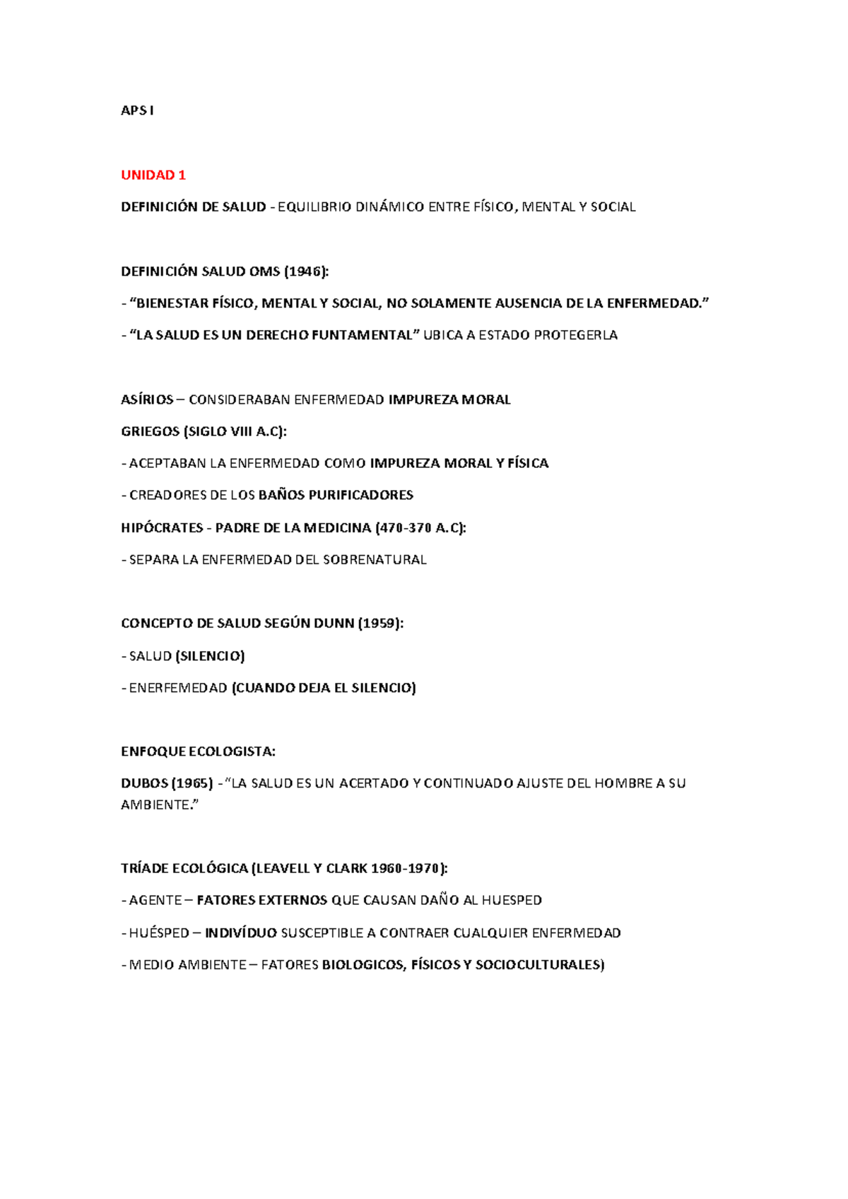 Resumen APS Unidades 1 E 2 - APS I UNIDAD 1 DEFINICIÓN DE SALUD ...