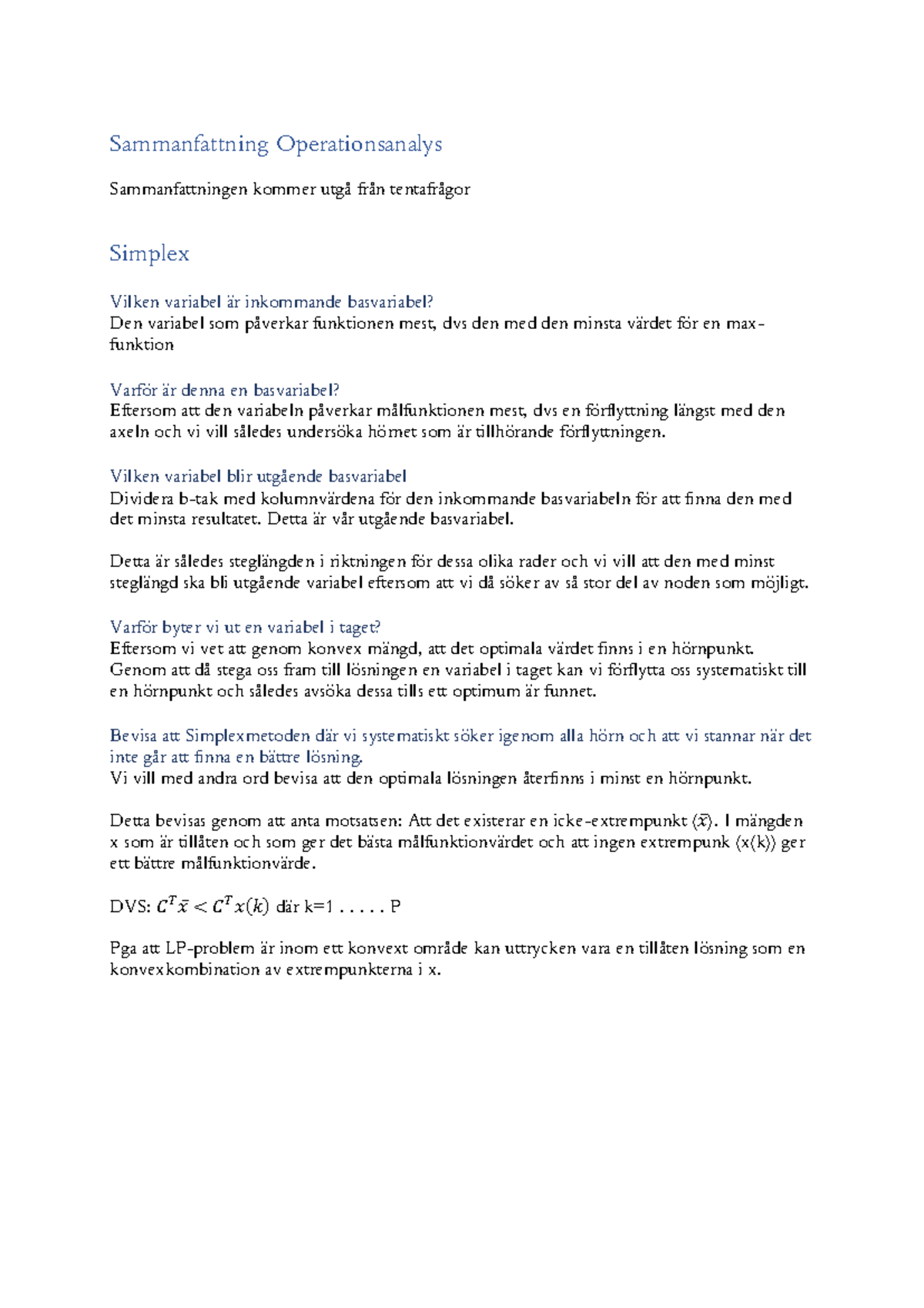 Sammanfattning Operationsanalys - Warning: TT: undefined function: 32 Warning: TT: undefined ...