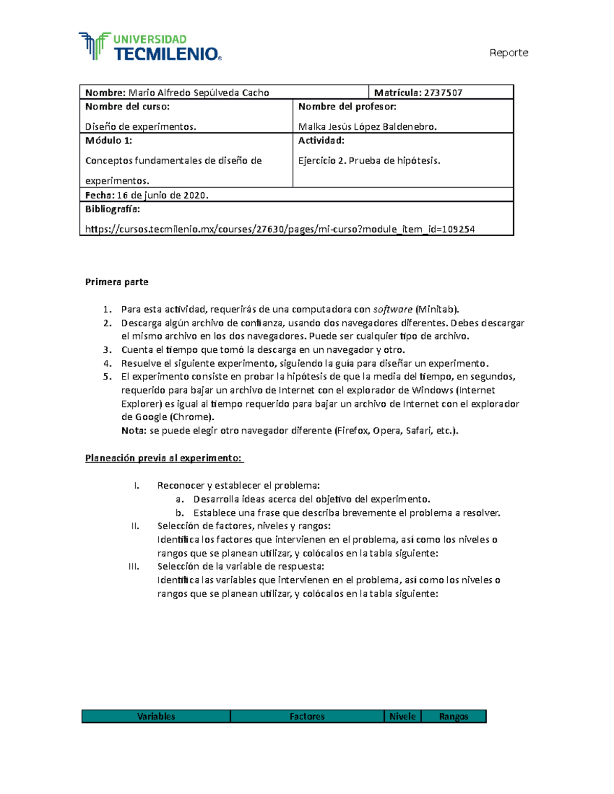 Ejercicio 2 - DDE - Actividad de Diseño de Experimentos. Opcion 1 con ...