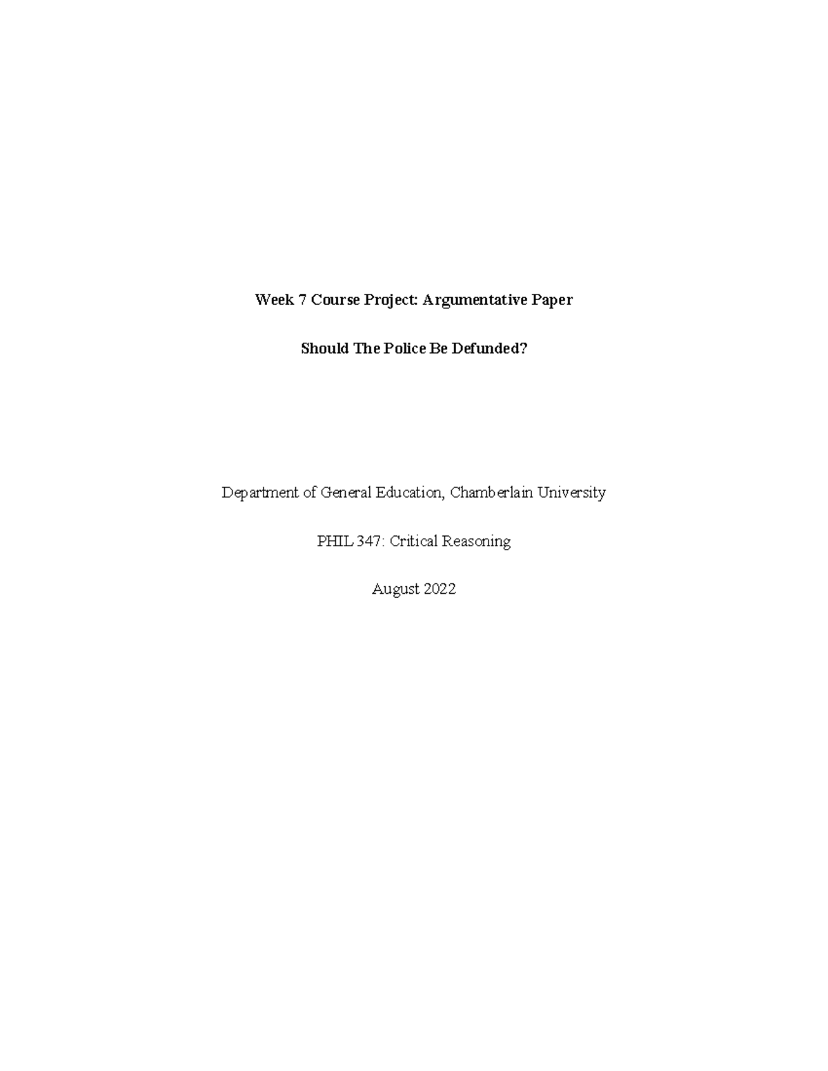 PHIL Week 7 Project - Defunding the Police - Week 7 Course Project ...