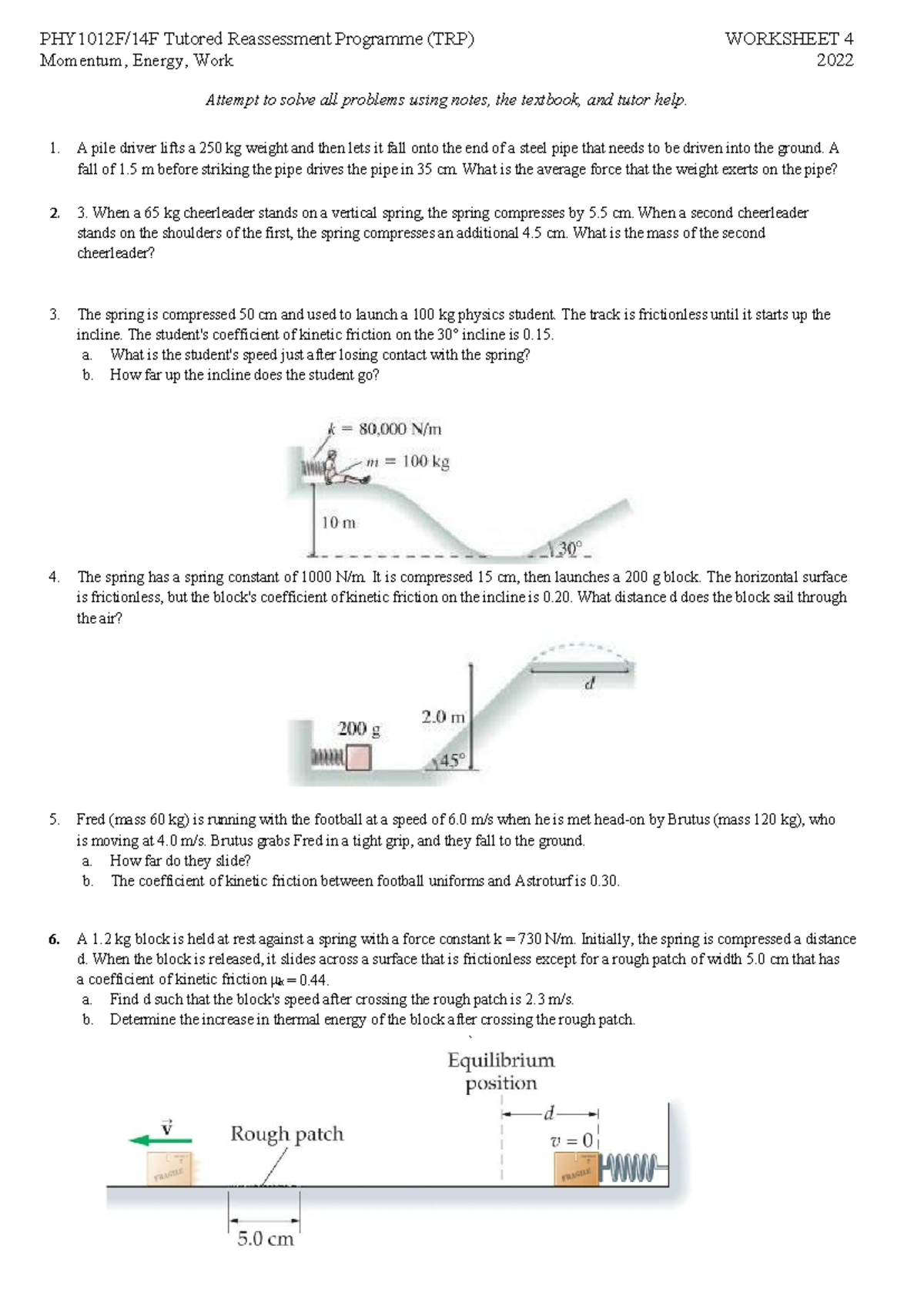 TRP1012-4F WS4 - tutorial questions - PHY1012F/14F Tutored Reassessment ...