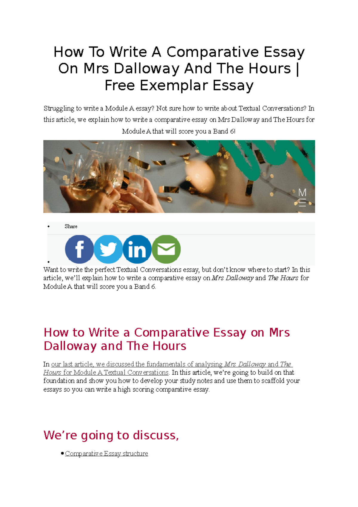 How to write an essay on Mrs Dalloway and The Hours - How To Write A ...