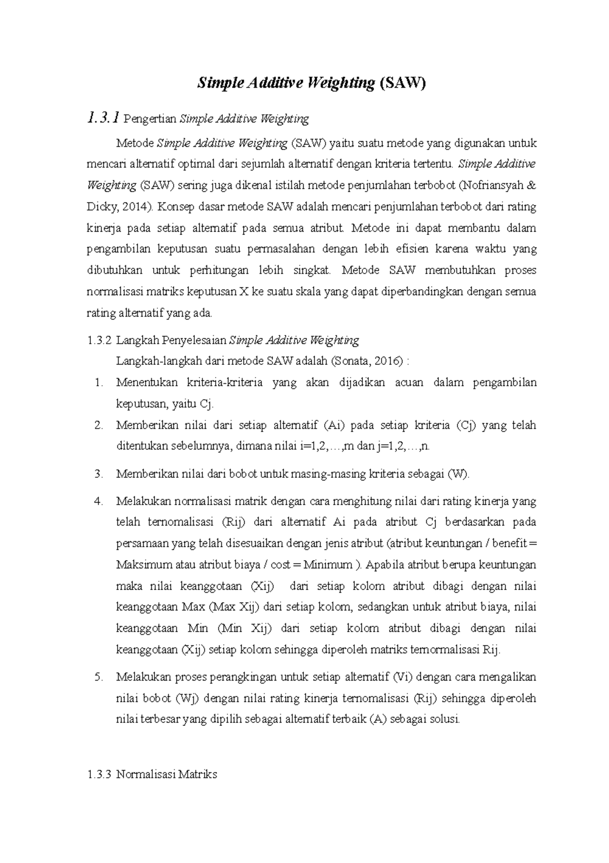 Simple Additive Weighting - Anggita - Simple Additive Weighting (SAW) 1 ...