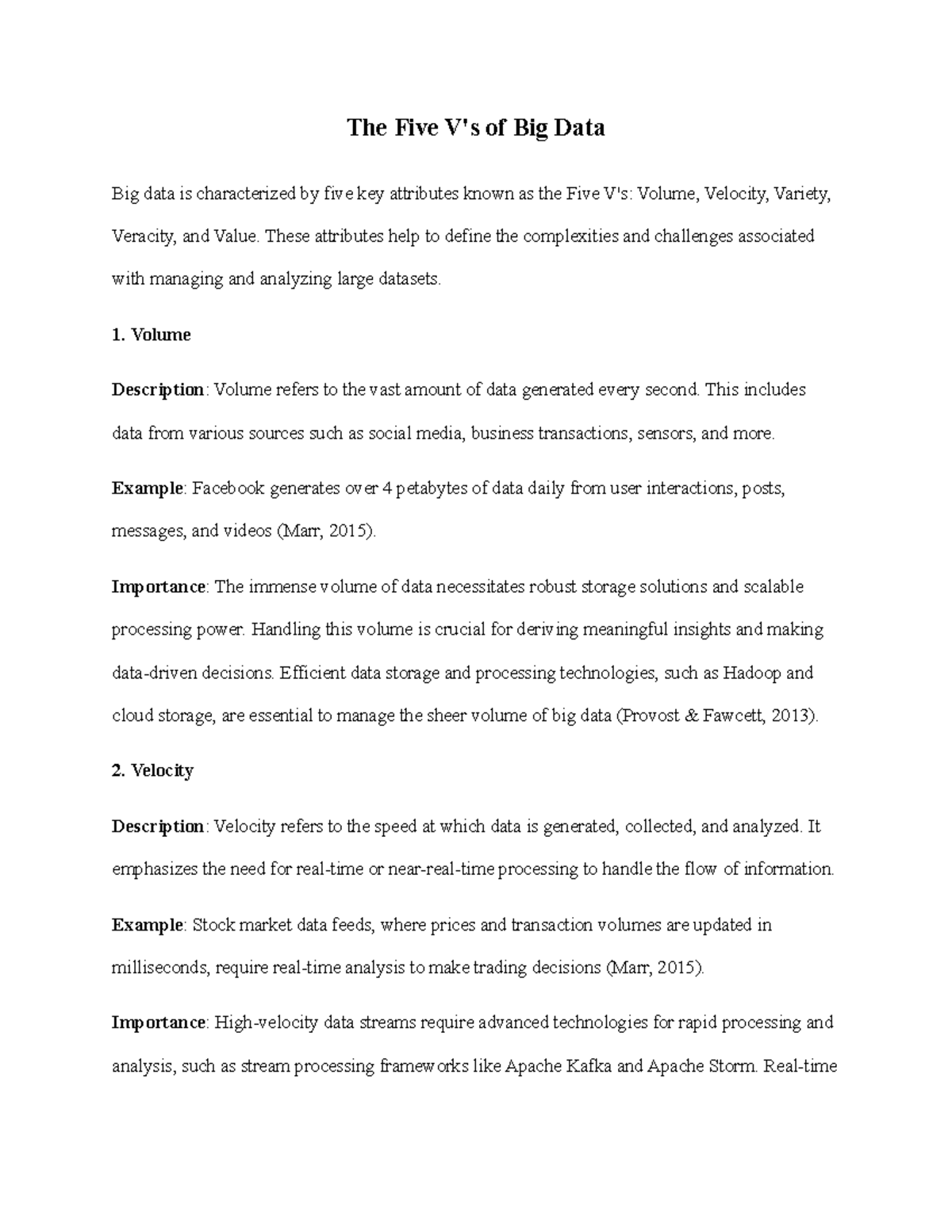 CS 3440 Assignment Unit 1 - The Five V's of Big Data Big data is characterized by five key - Studocu