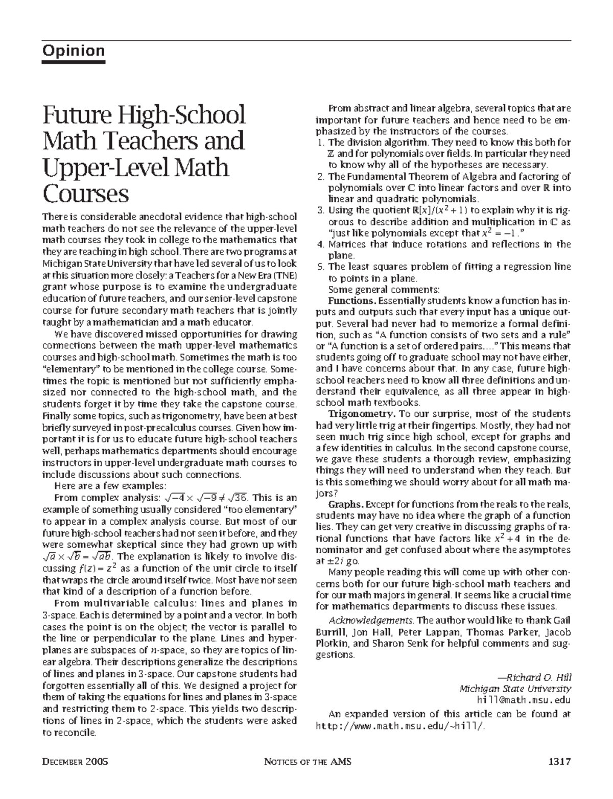 246018928 Future High School Math Teachers and Upper Level Math Courses ...