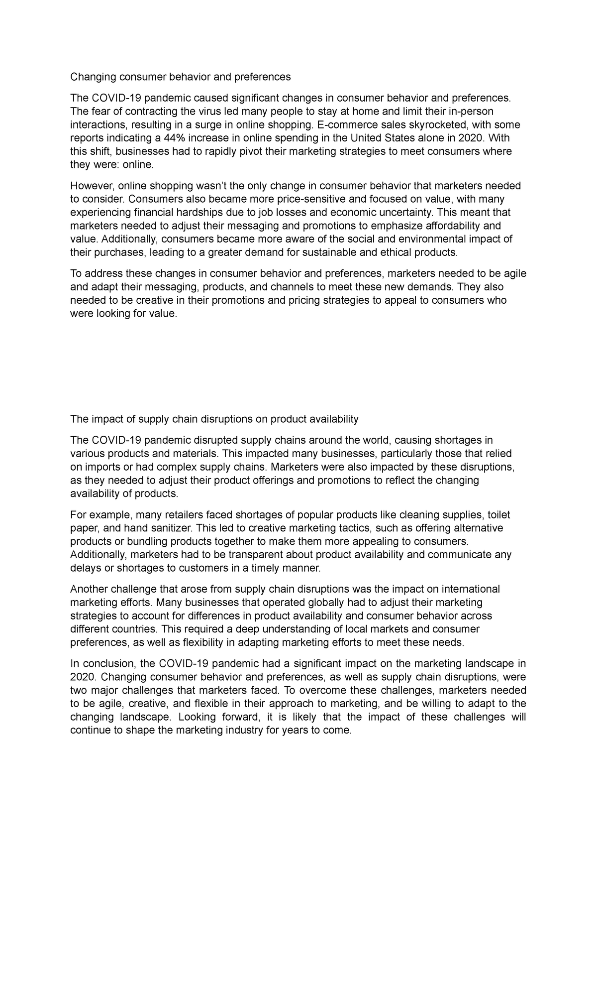 Principles of marketing - Changing consumer behavior and preferences ...