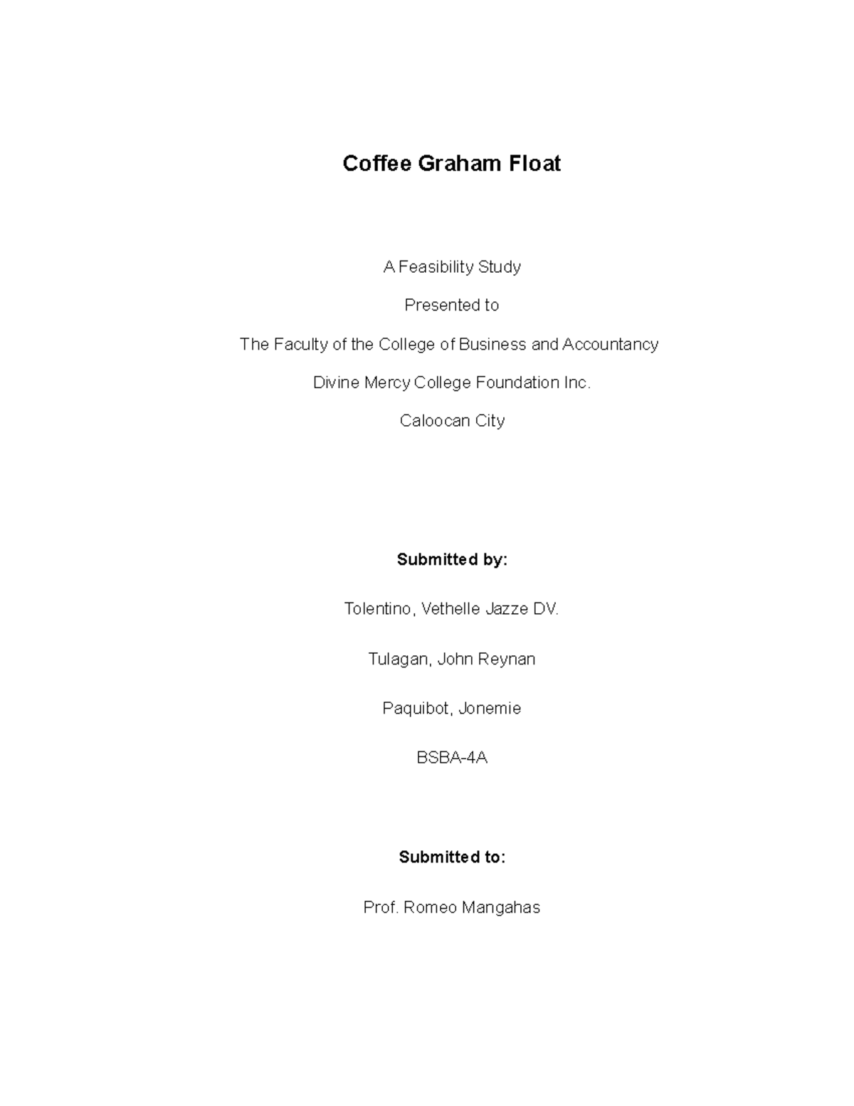 Chapter 1- Coffee Graham Float - Coffee Graham Float A Feasibility ...