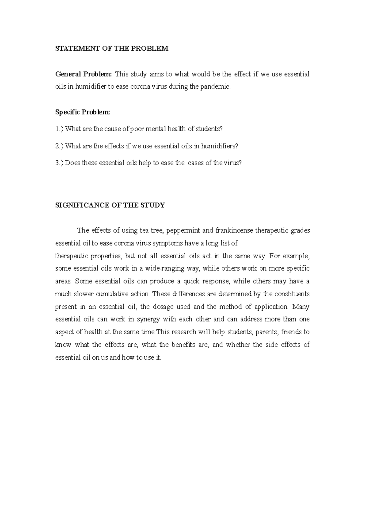 Statement OF THE Problem - STATEMENT OF THE PROBLEM General Problem ...