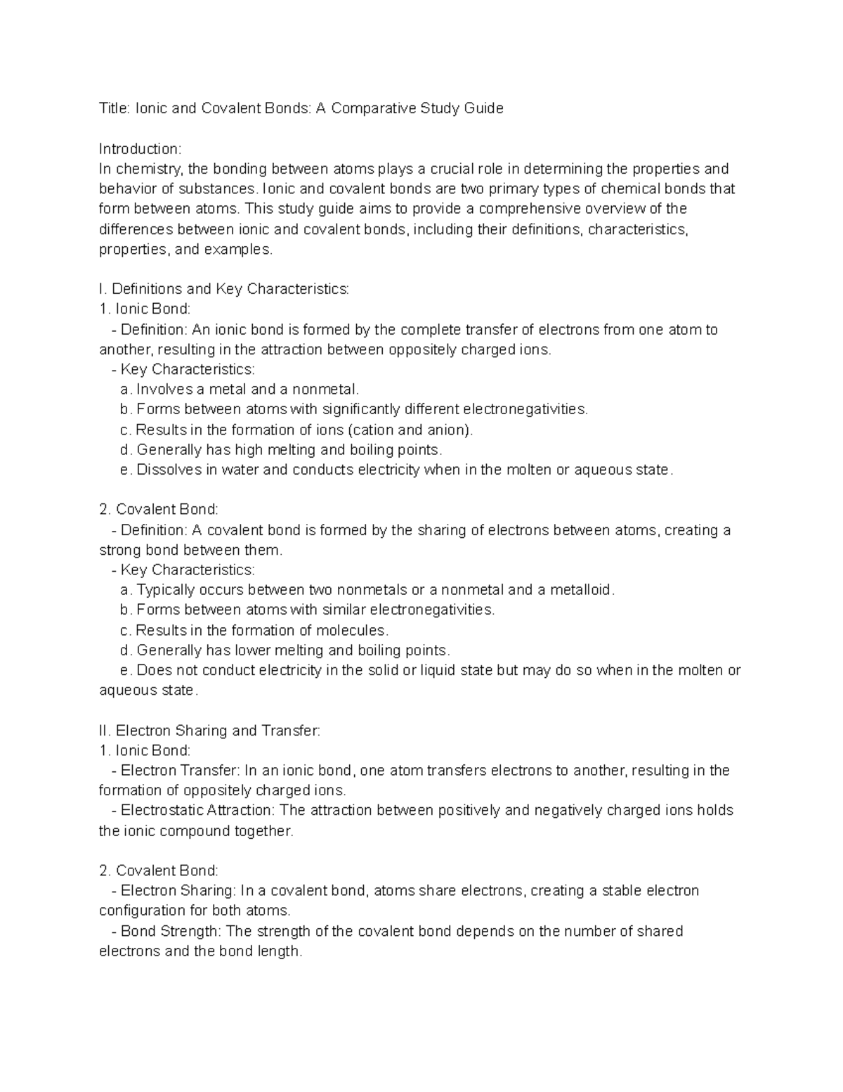 Honors Physical Science Chemistry notes (Ionic and Covalent Bonds ...