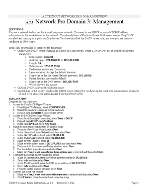 A - Helps with Network Domains - A TESTOUT NETWORK PRO DOMAIN REVIEW A ...