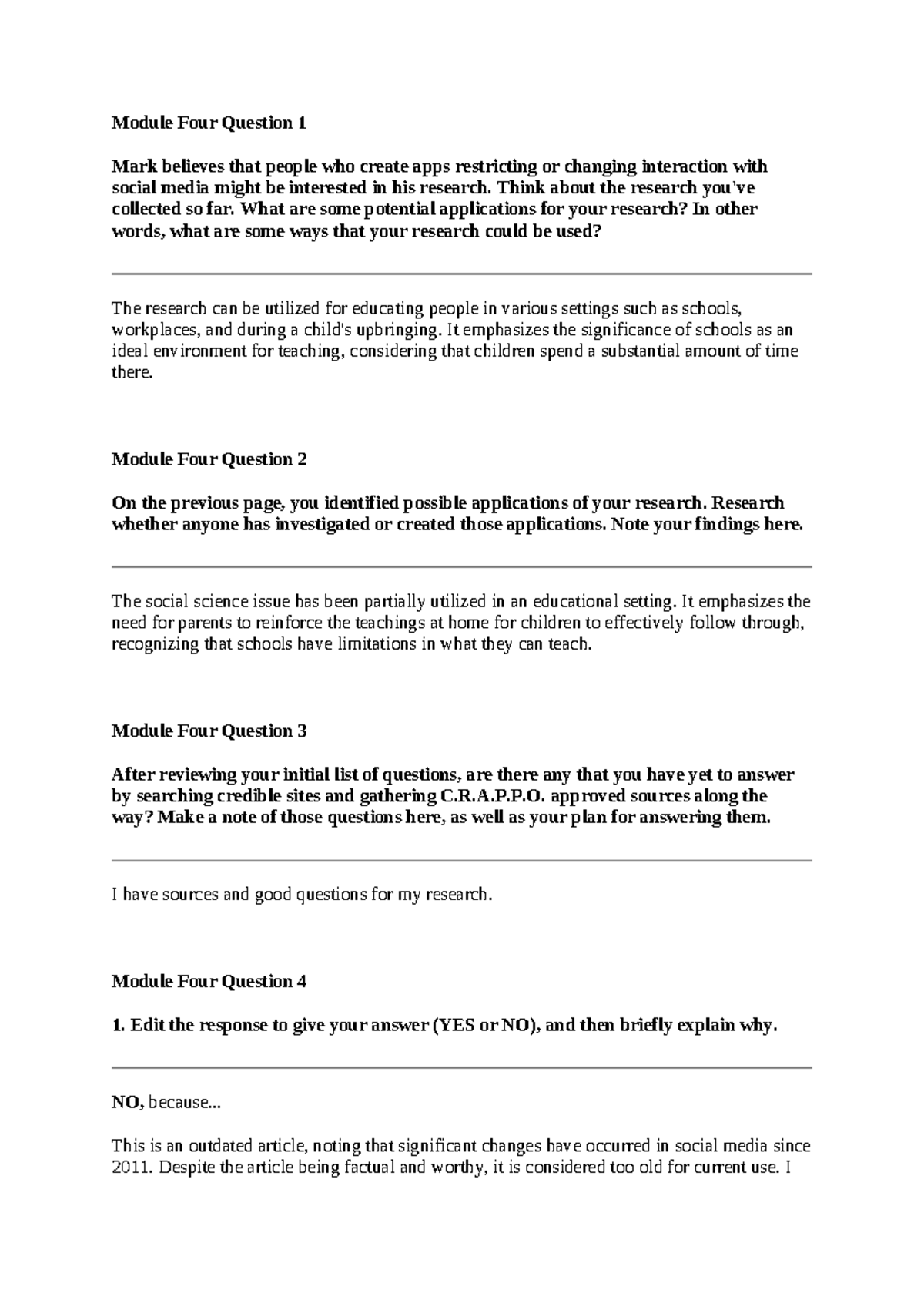 SCS 200 Module Four Short Responses - Module Four Question 1 Mark ...