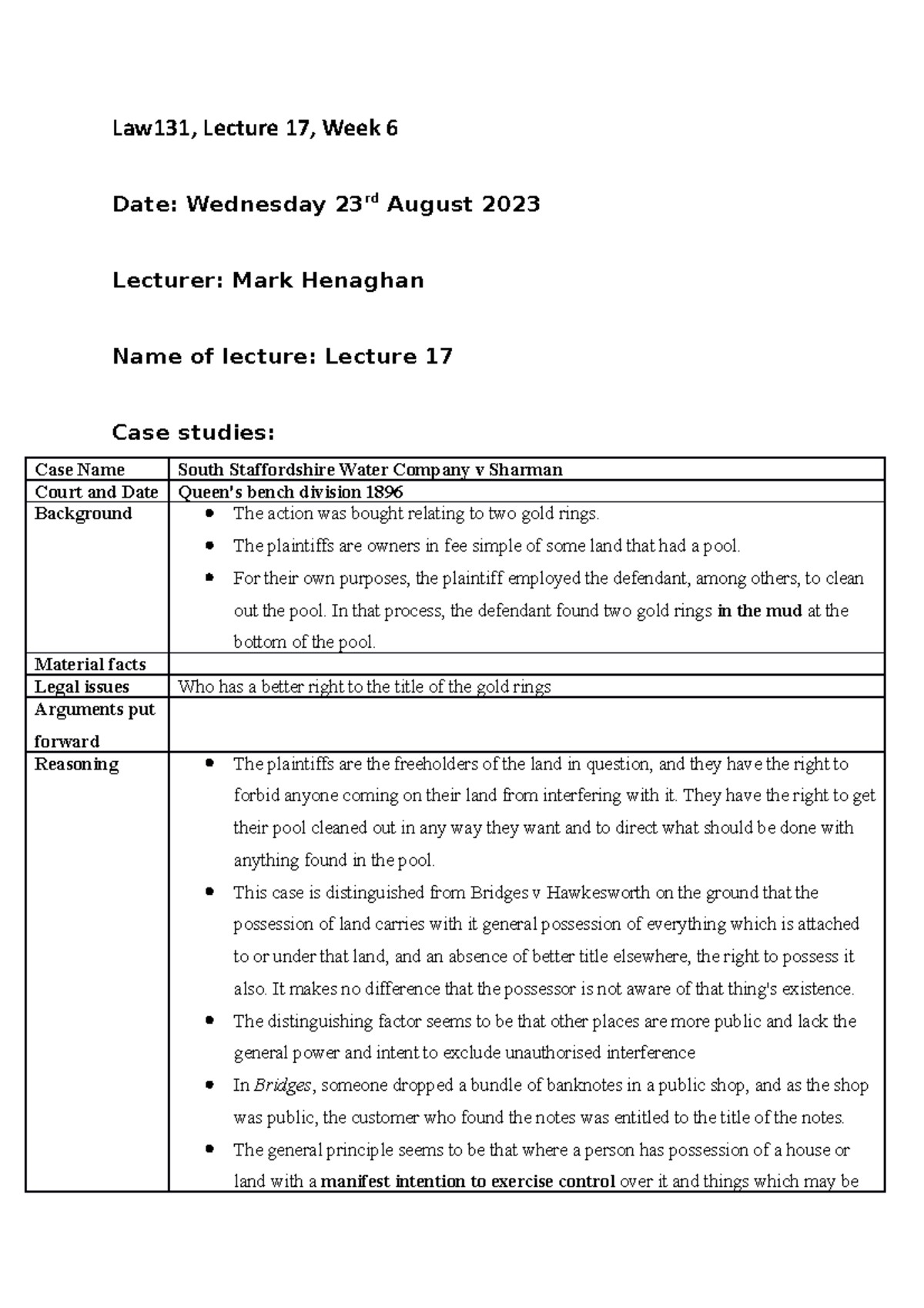 Law131Lecture 17Week6 - Law131, Lecture 17, Week 6 Date: Wednesday 23rd ...
