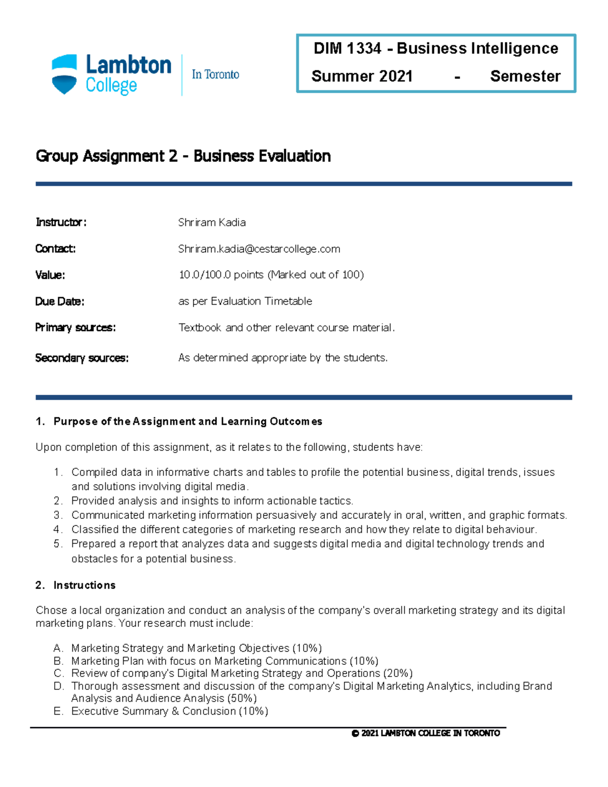 Group Assignment 2 - Instructions - Group Assignment 2 - Business ...