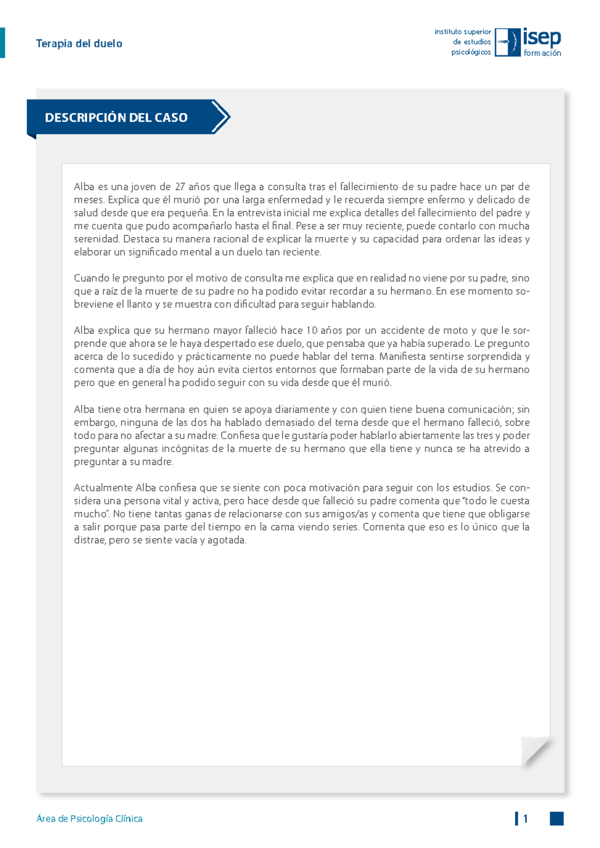 Pc16 actividad desarrollo - Terapia del duelo Área de Psicología ...