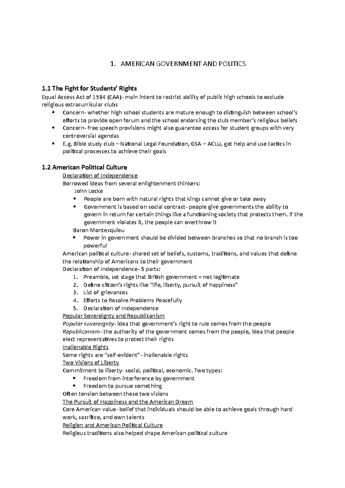 American Government Chapter 1 - 1. AMERICAN GOVERNMENT AND POLITICS 1 ...