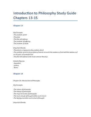 Introduction to Philosophy Study Guide Chapters 1-3 - Introduction to ...