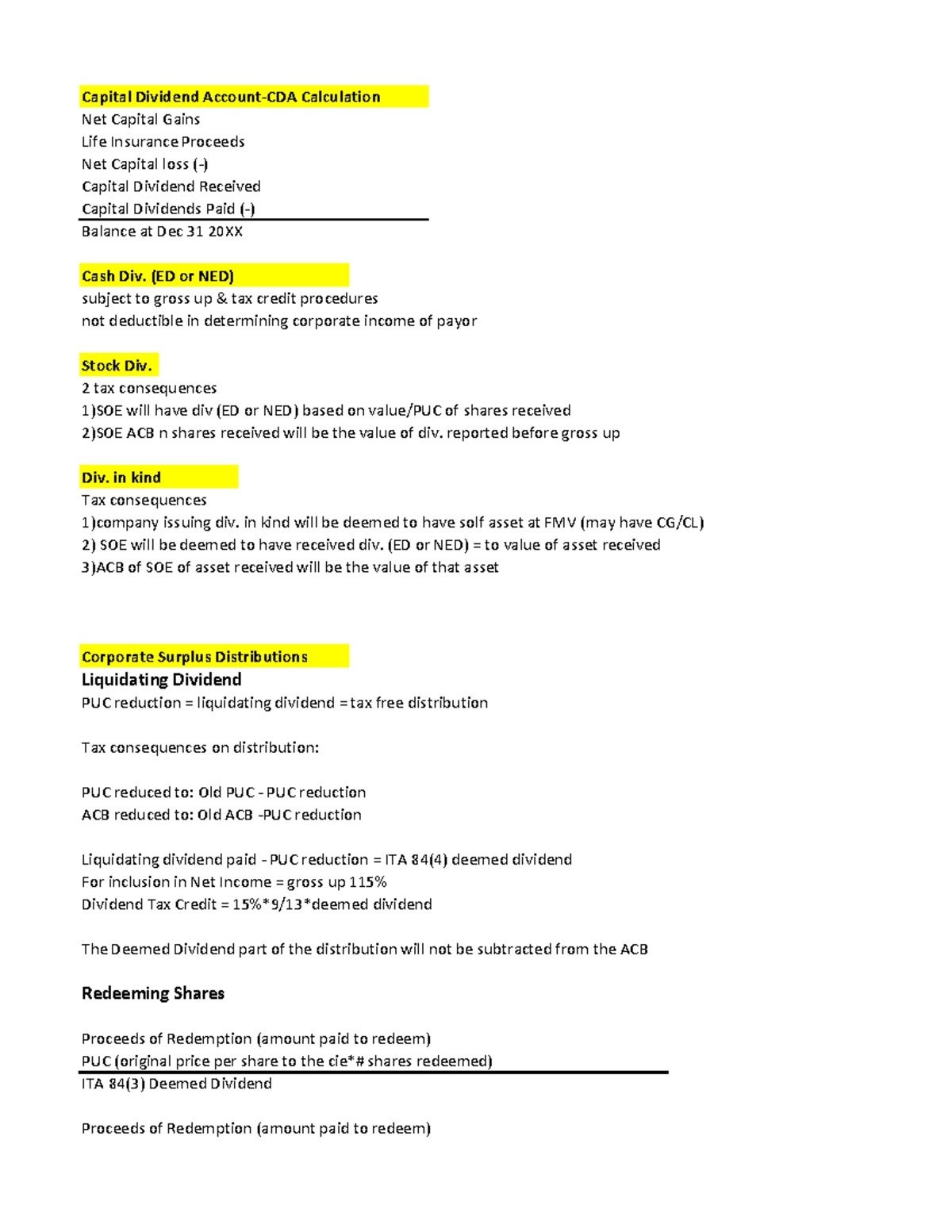 Final template - Capital Dividend Account-CDA Calculation Net Capital ...