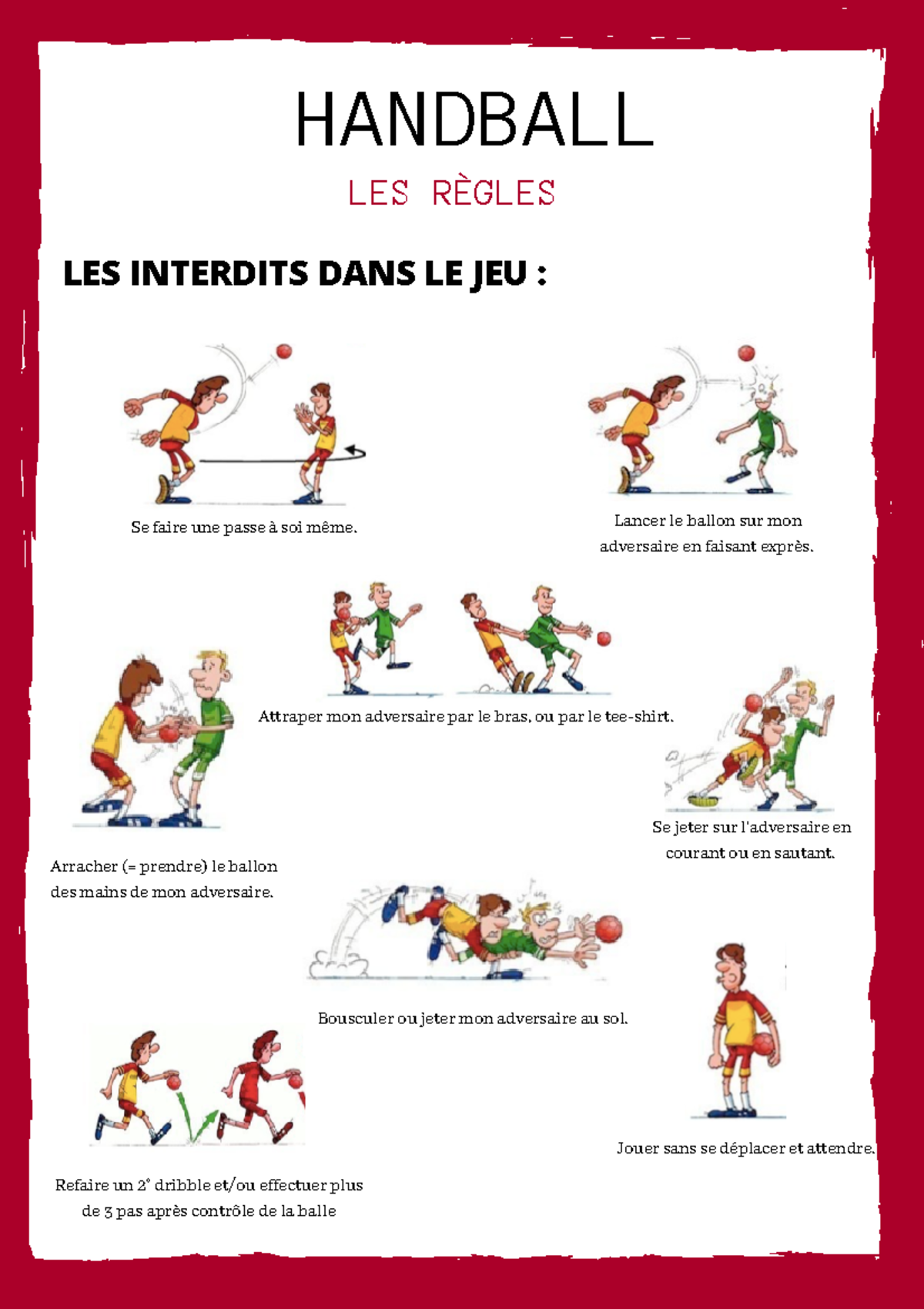 LE Handball - HANDBALL LES RÈGLES LES INTERDITS DANS LE JEU : Se faire ...