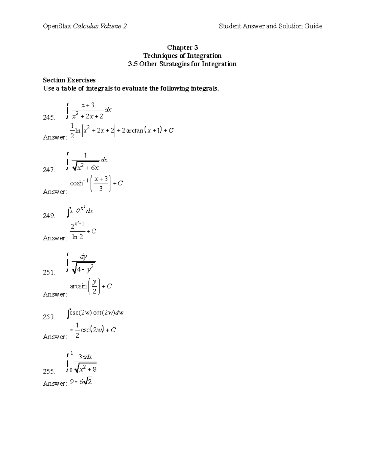 Calculus Volume 2 SASG 03 05 - Chapter 3 Techniques of Integration 3 ...