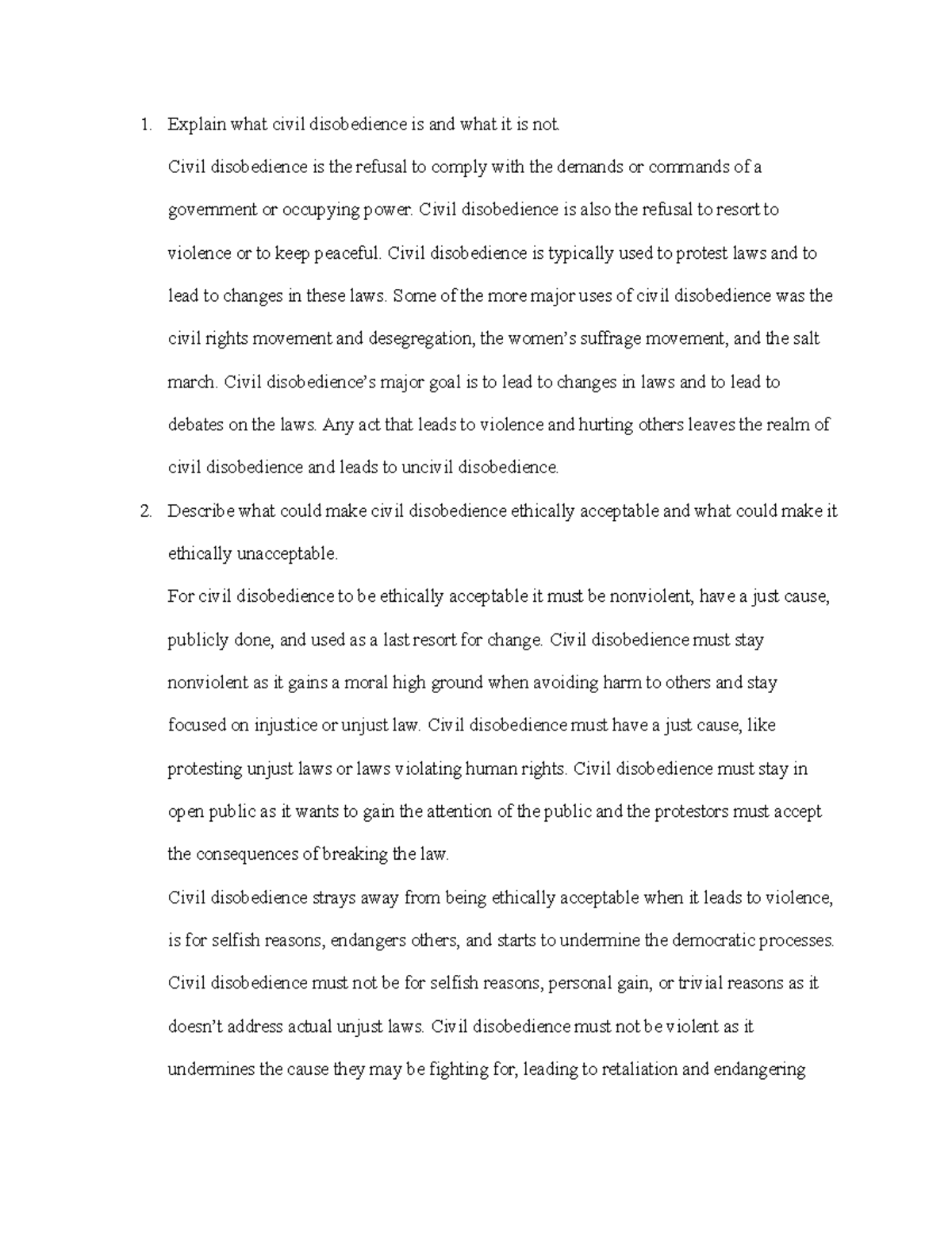 Module 4 Journal - Explain what civil disobedience is and what it is ...