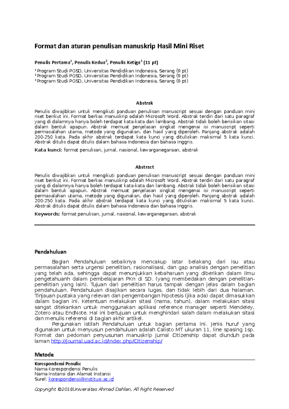 2018 JC Guide of Authors - Format dan aturan penulisan manuskrip Hasil Mini Riset Penulis ...